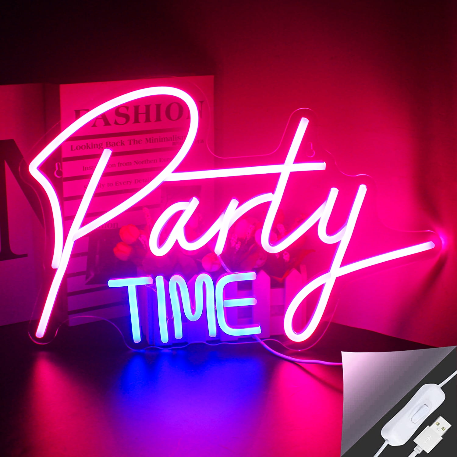 Wanxing Party Time LED Neon Light Signs USB Power for Bedroom Wedding ...