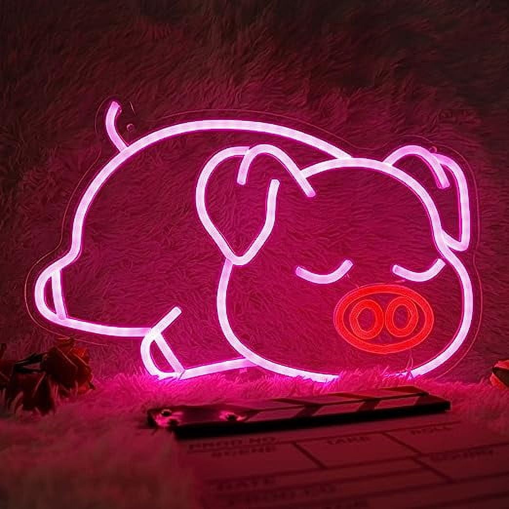 Wanxing Sleeping Pig LED Neon Light Signs USB Power for Bedroom Home ...