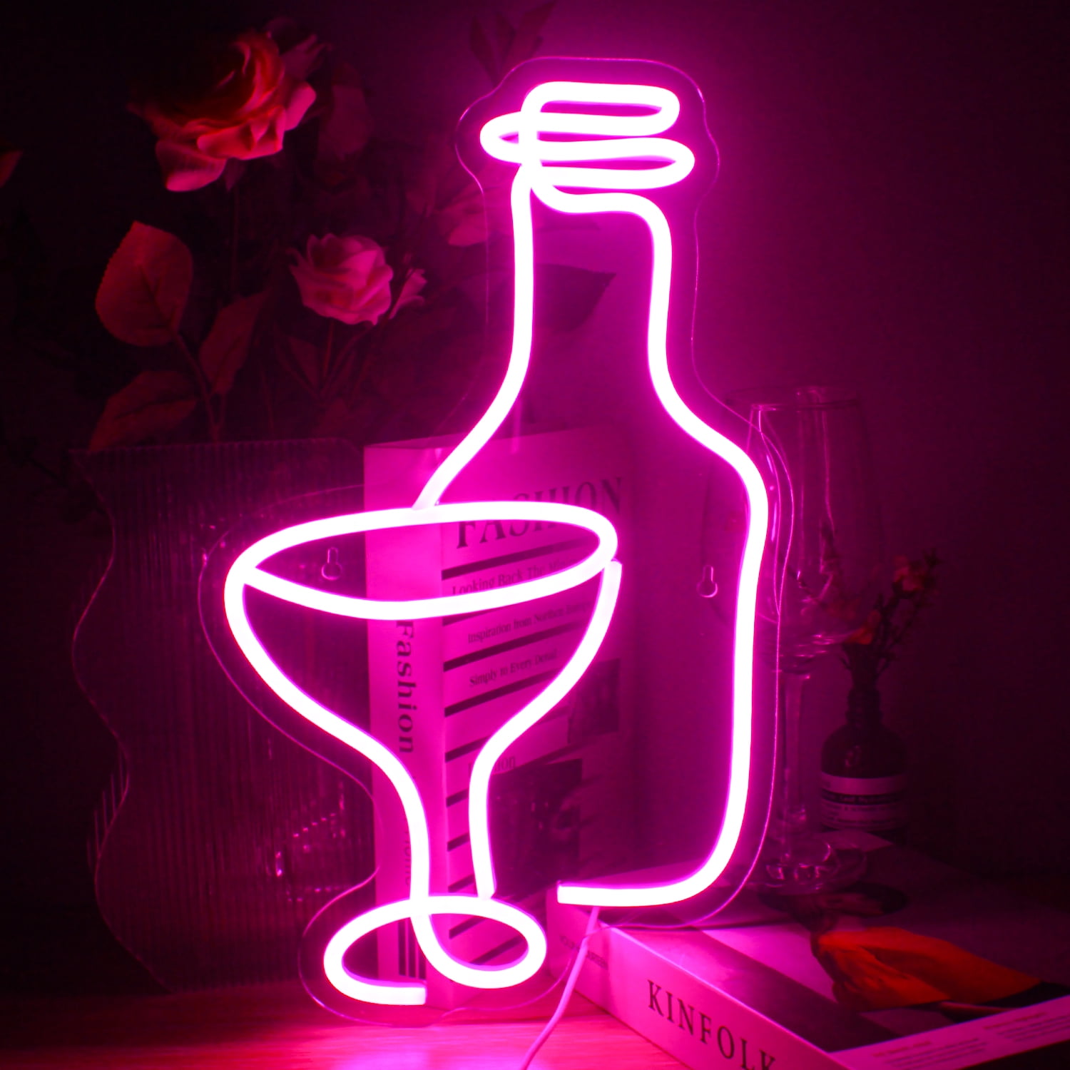 Wanxing Wine Bottle LED Neon Light Signs USB Power for Men's cave Beer ...