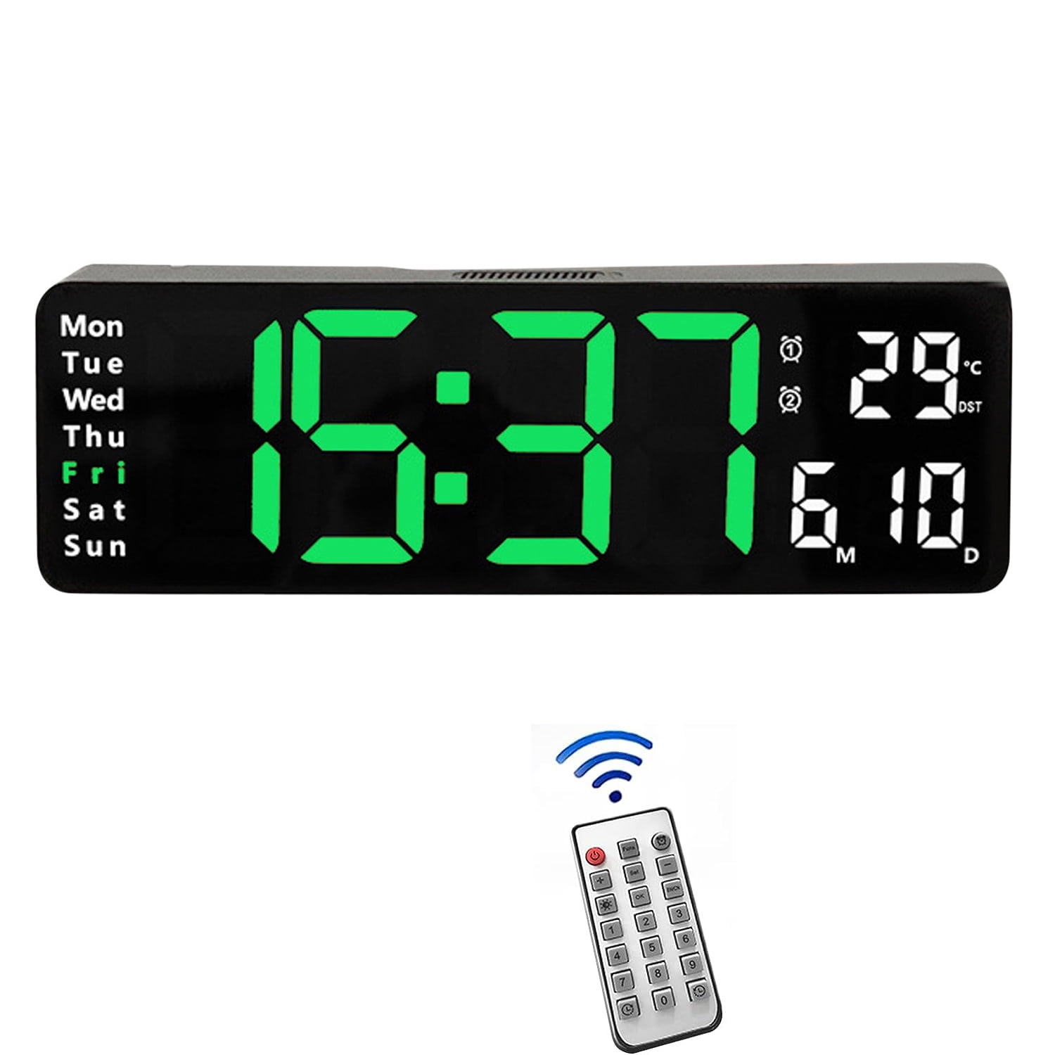 Wanyng 13 Inch Large Digital Wall Clock, USB Powered, Battery Backup ...