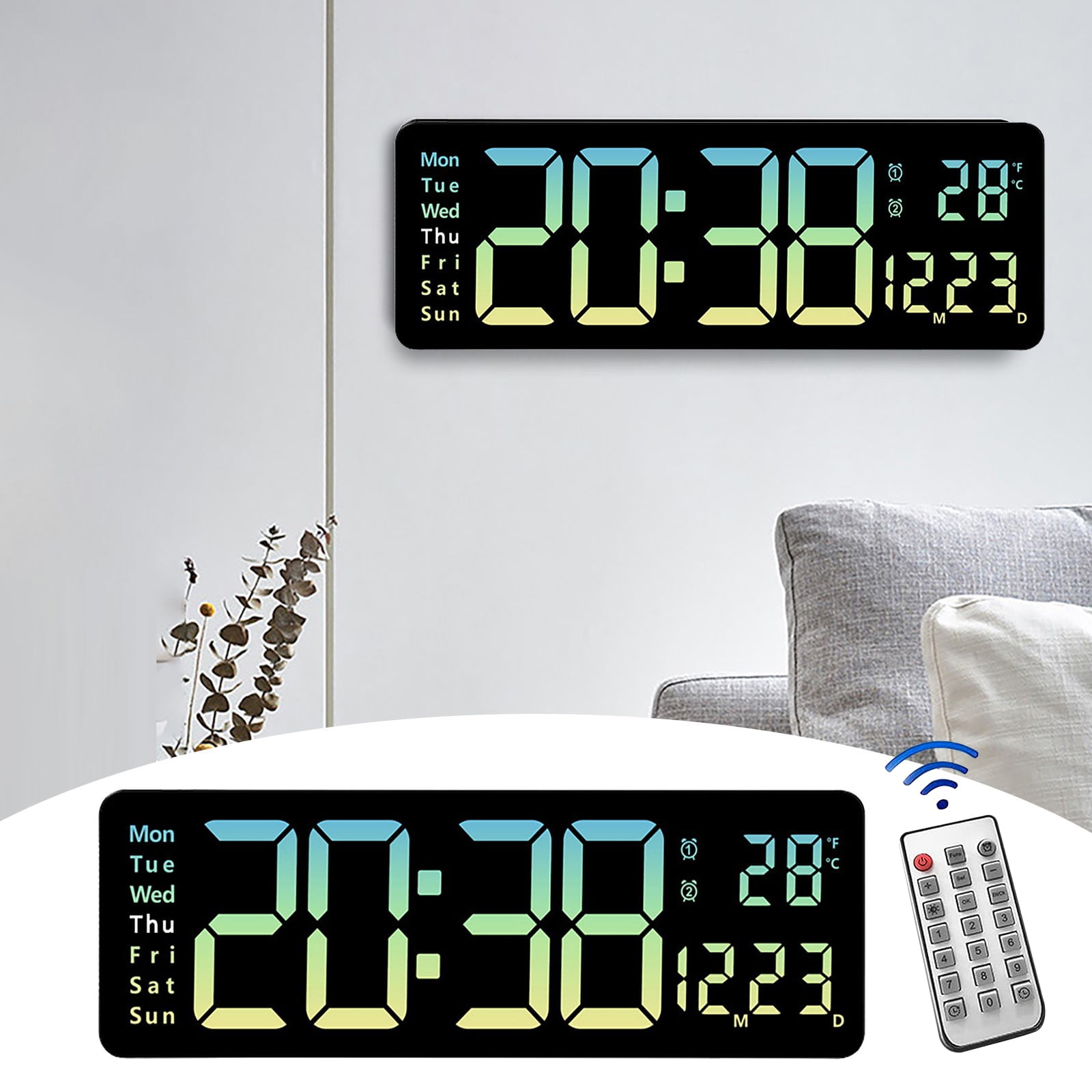 Wanyng 16 Inch Large Wall Clocks Digital USB Powered Oversized Digital ...