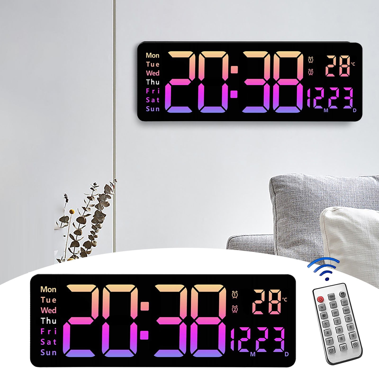 Wanyng 16 Inch Large Wall Clocks Digital USB Powered Oversized Digital ...