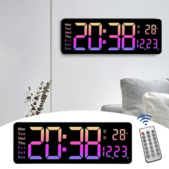 Wanyng 16 Inch Large Wall Clocks Digital USB Powered Oversized Digital ...