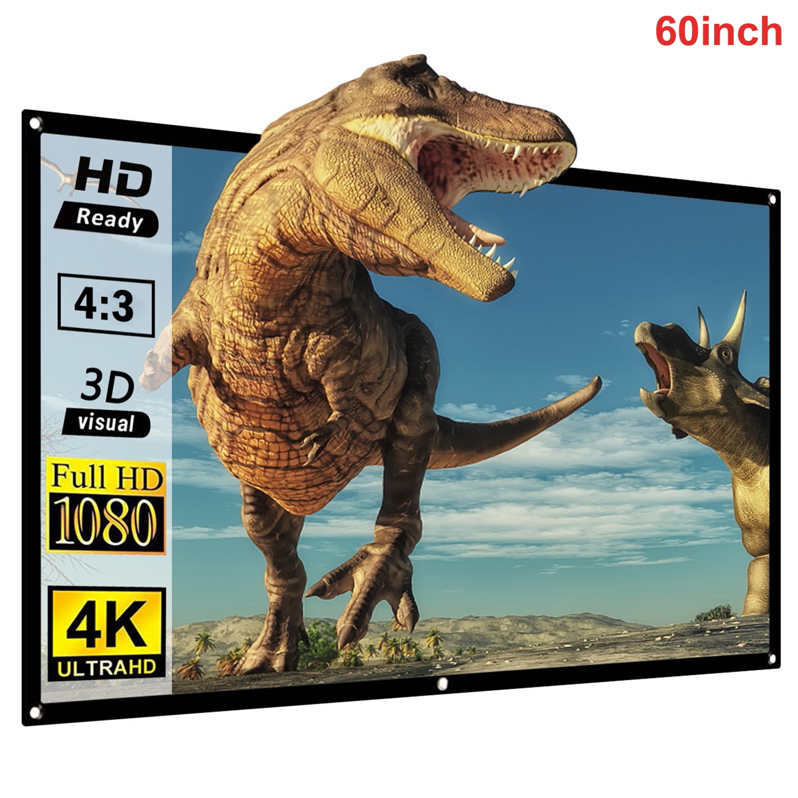 Wanyng 60inch Projector Screen 4:3 Foldable Anti-Crease Portable ...