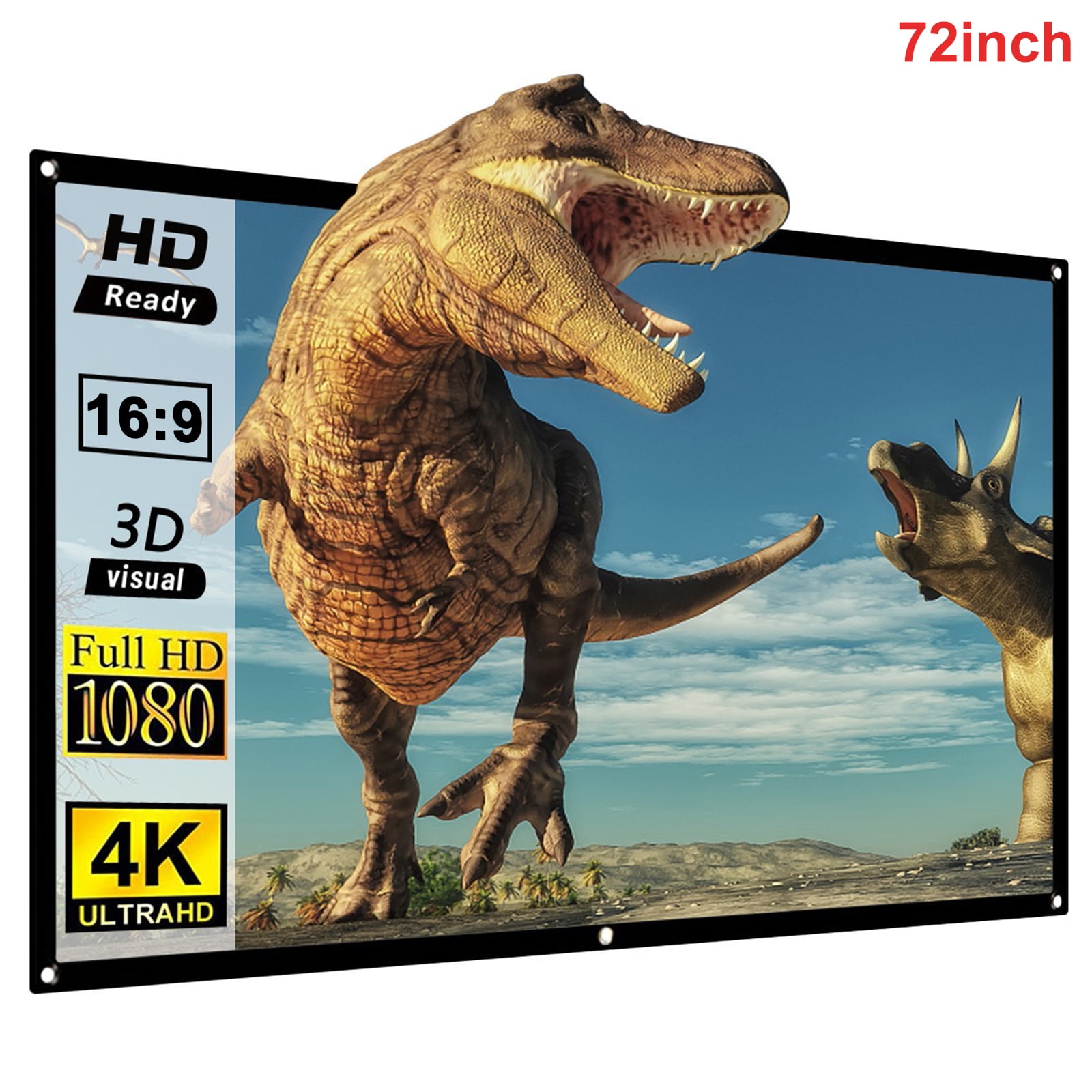 Wanyng 72inch Projector Screen 16:9 Foldable Anti-Crease Portable ...