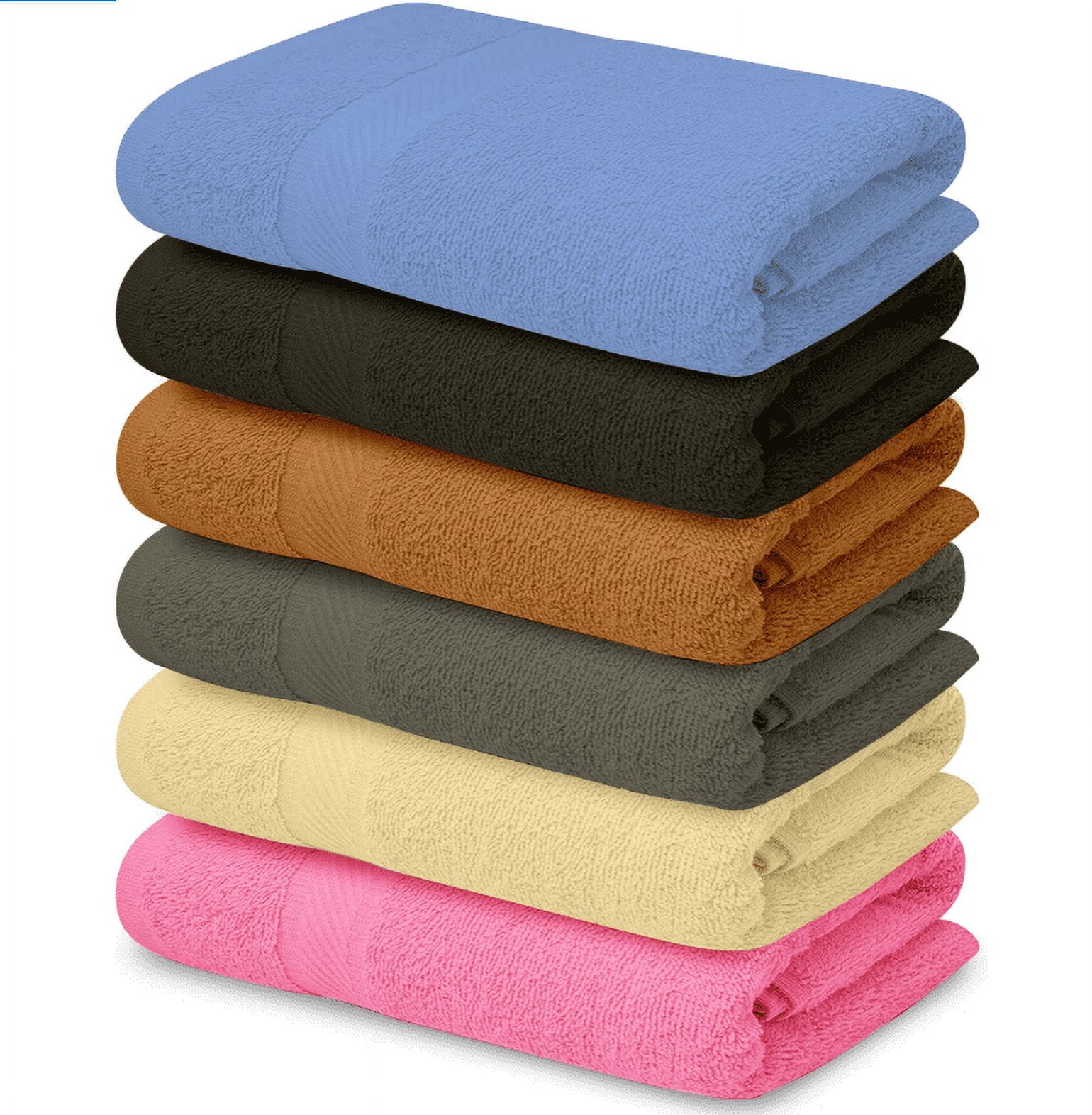 Waqiah Deals Soft Cotton Bath Towels, Multicolor 6 Pack, 27x54 Inches ...