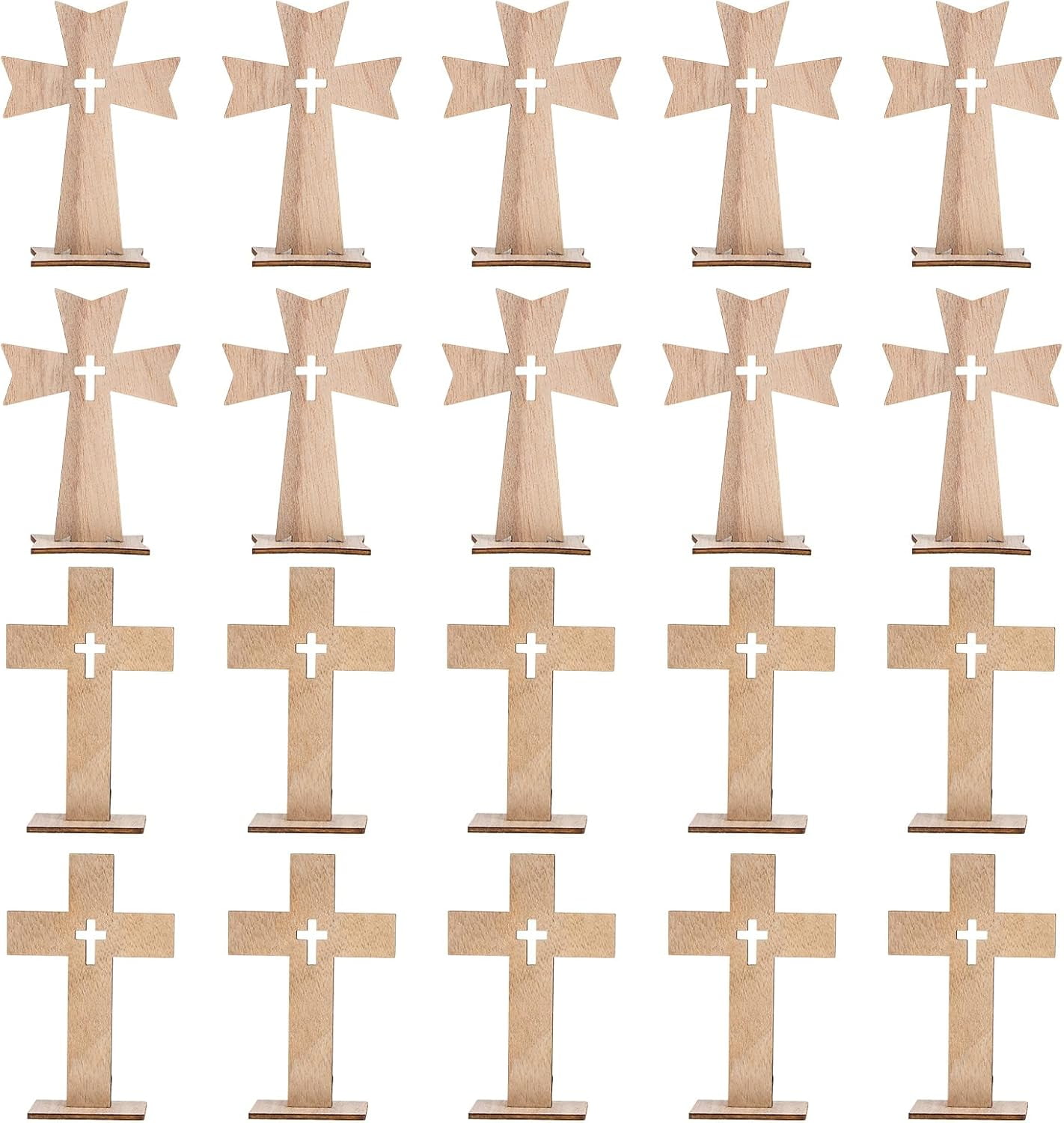 Waqn 20pcs Unfinished Wooden Crosses for Craft, 4'' Small Cross ...
