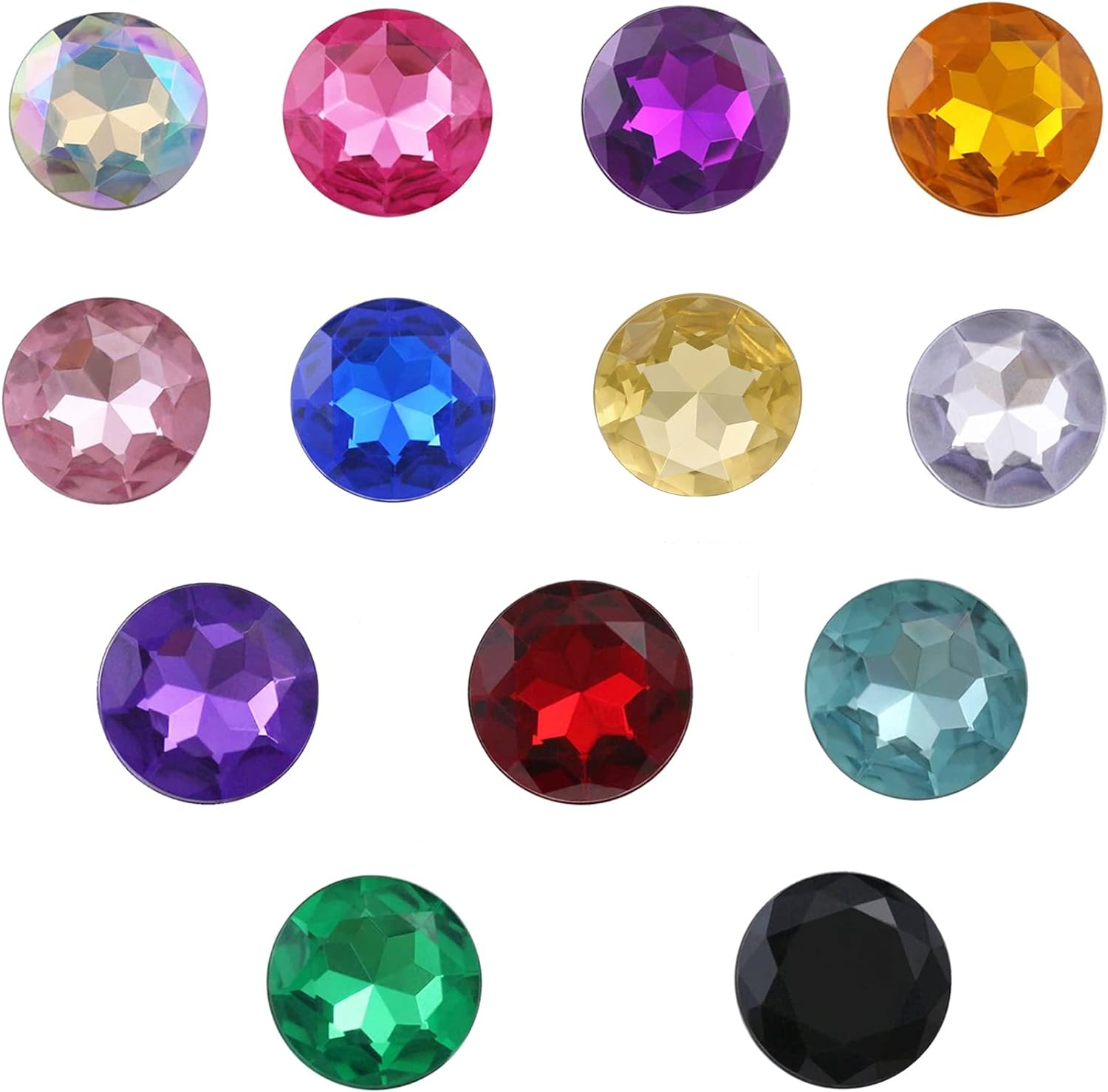 Waqn 25mm Flat Back Round Acrylic Rhinestones Crystal Clear Plastic ...