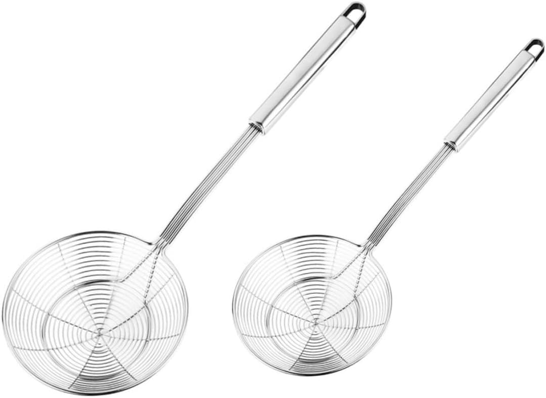Waqn 2PCS Stainless Steel Kitchen Skimmer Set Cooking Strainers for ...