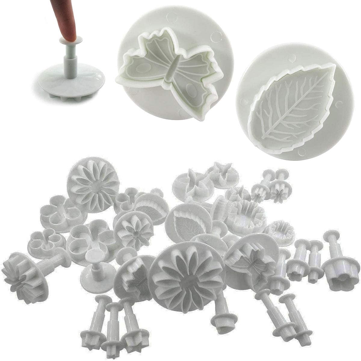 Waqn 33 Pcs Fondant Cutters Tools, Fondant Cake Cutter Mould, Ejector ...