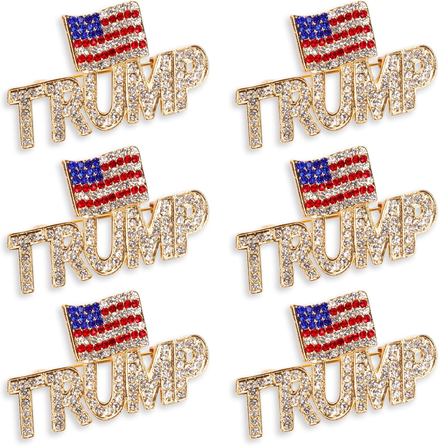 Waqn 6pcs Donald Trump Pins, Stylish Donald Trump Pins USA Flag Design ...