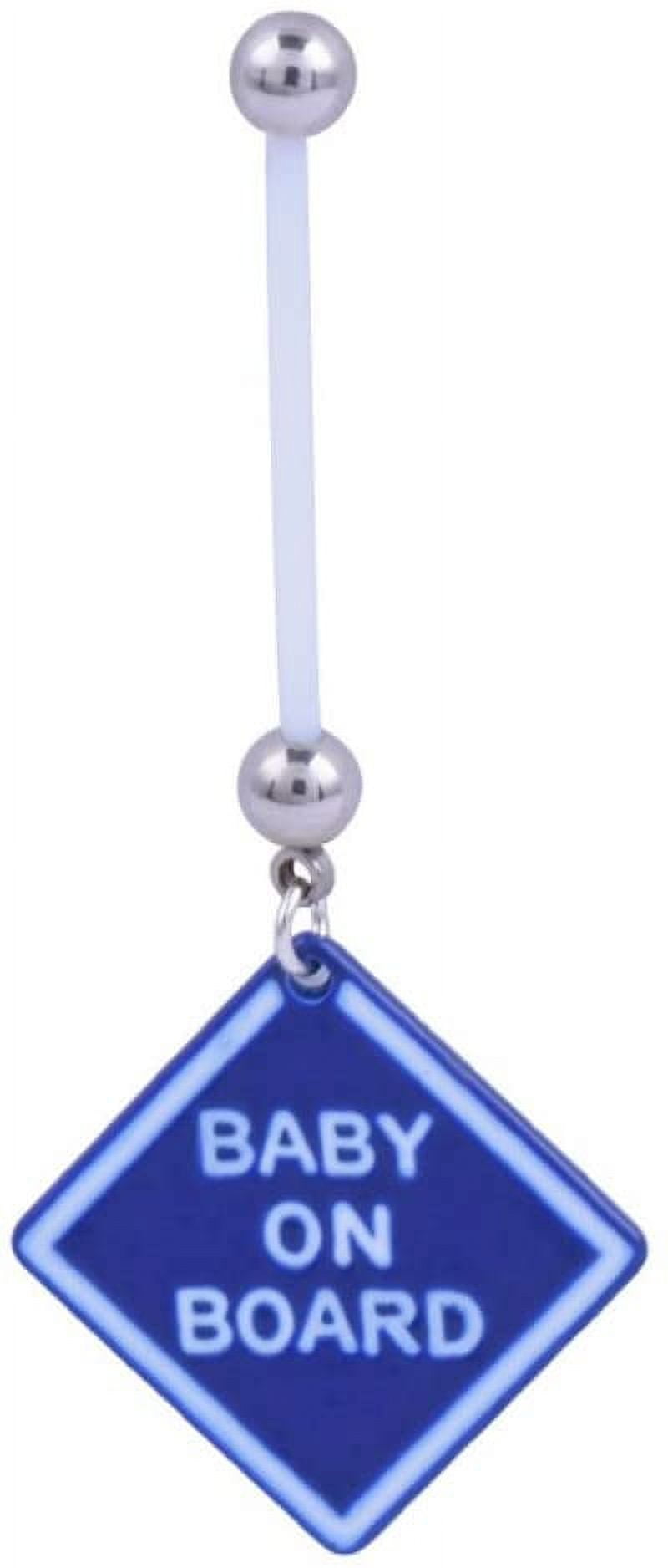 Waqn Blue “Baby On Board” BioFlex Pregnancy Navel Dangle Belly Button ...