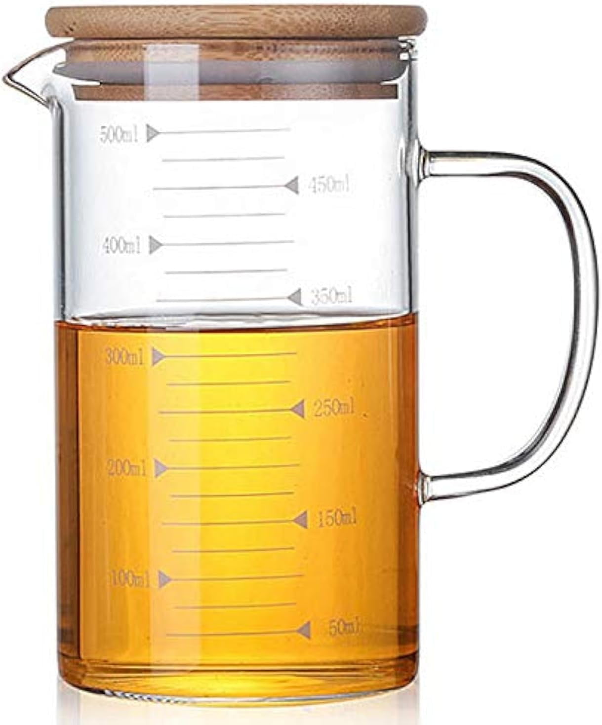 Waqn DayCount® Glass Beaker with Handle and Lid, Glass Measuring Cup ...