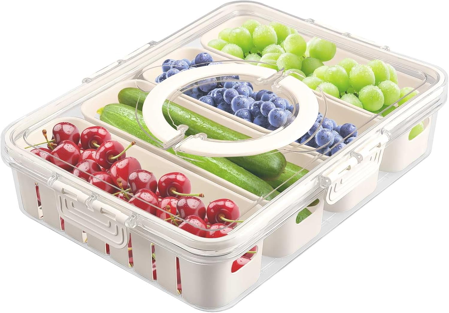 Waqn Divided Snack Tray with Lid, Portable Snackle Box Charcuterie ...