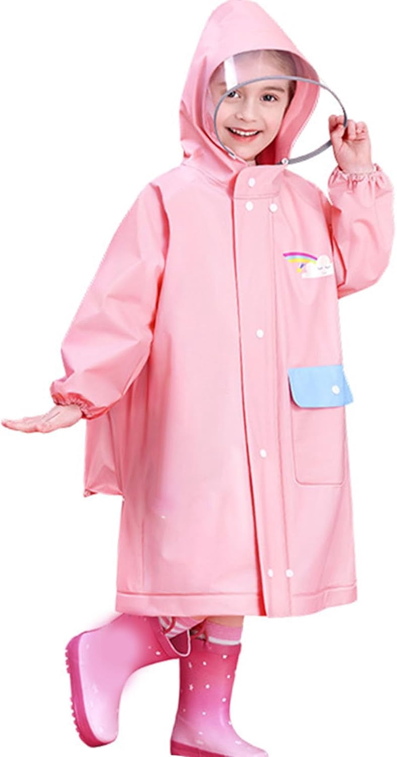 Waqn Kids Rain Poncho Jacket with School Bag Space Waterproof Easy to ...