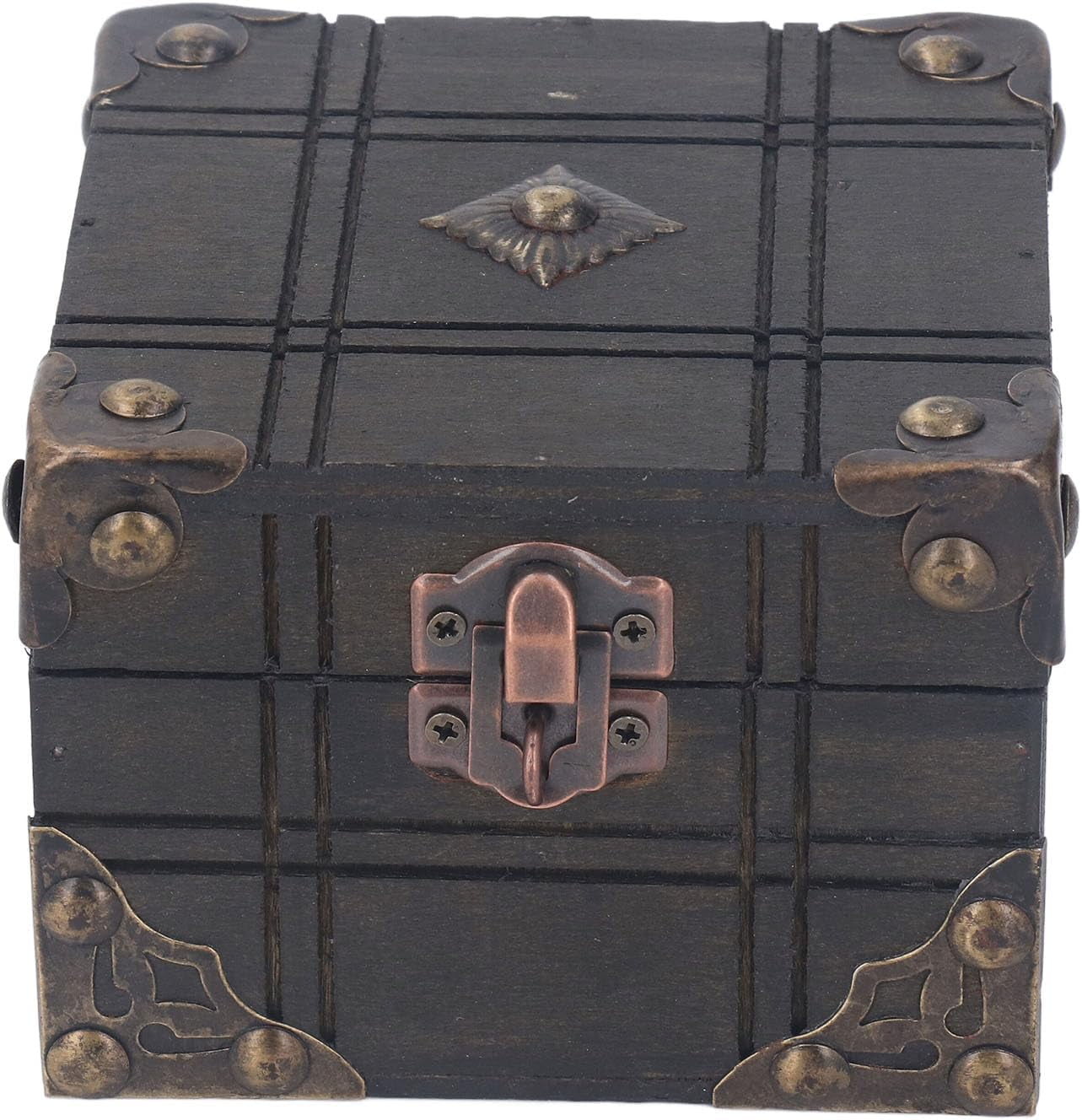 Waqn Vintage Wooden Treasure Chest Box, Wooden Box Jewelry Storage Case ...