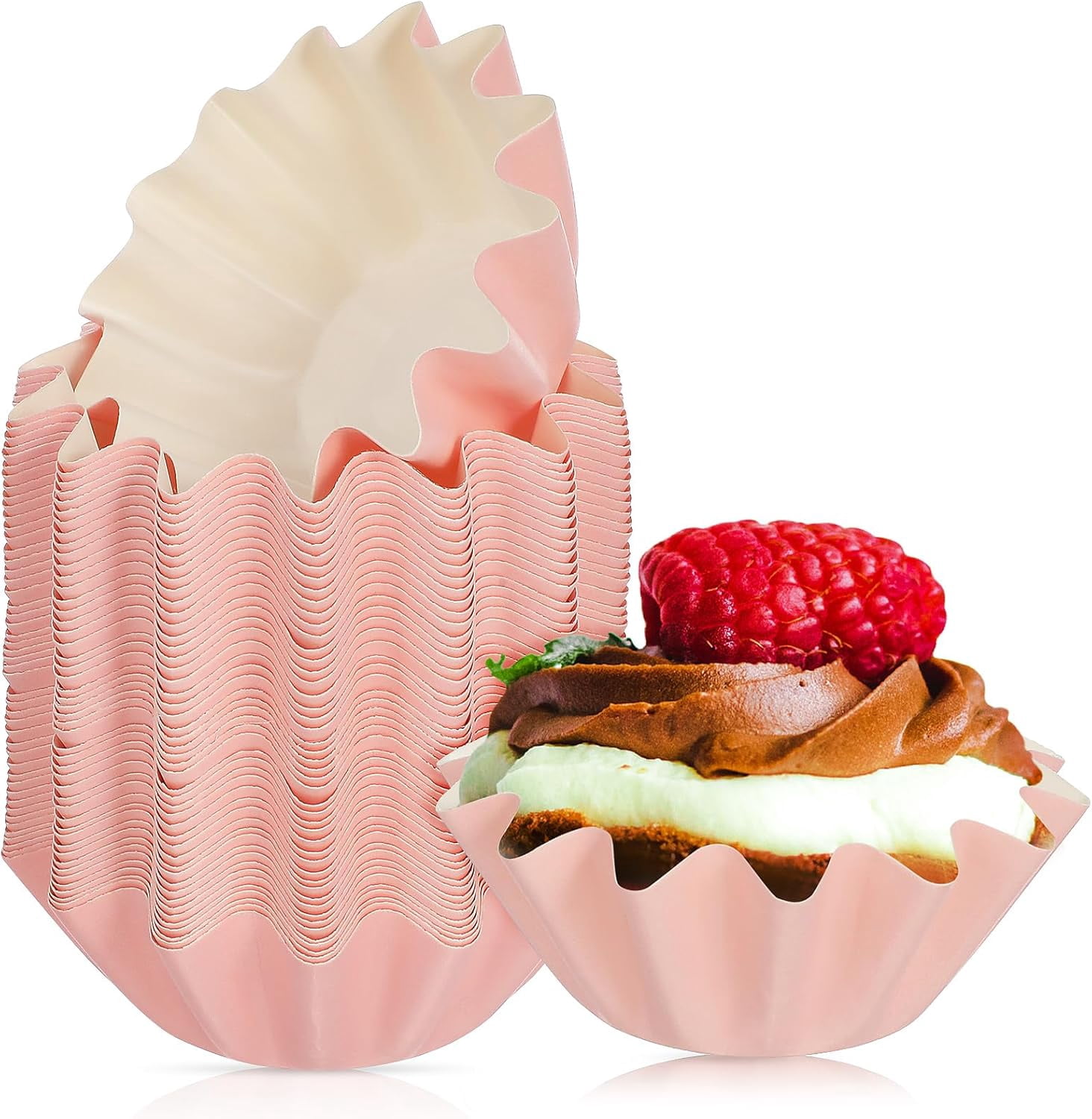 Waqn Wave Cupcake Liner Baking Cups Flared Paper Muffin Cups Dessert ...