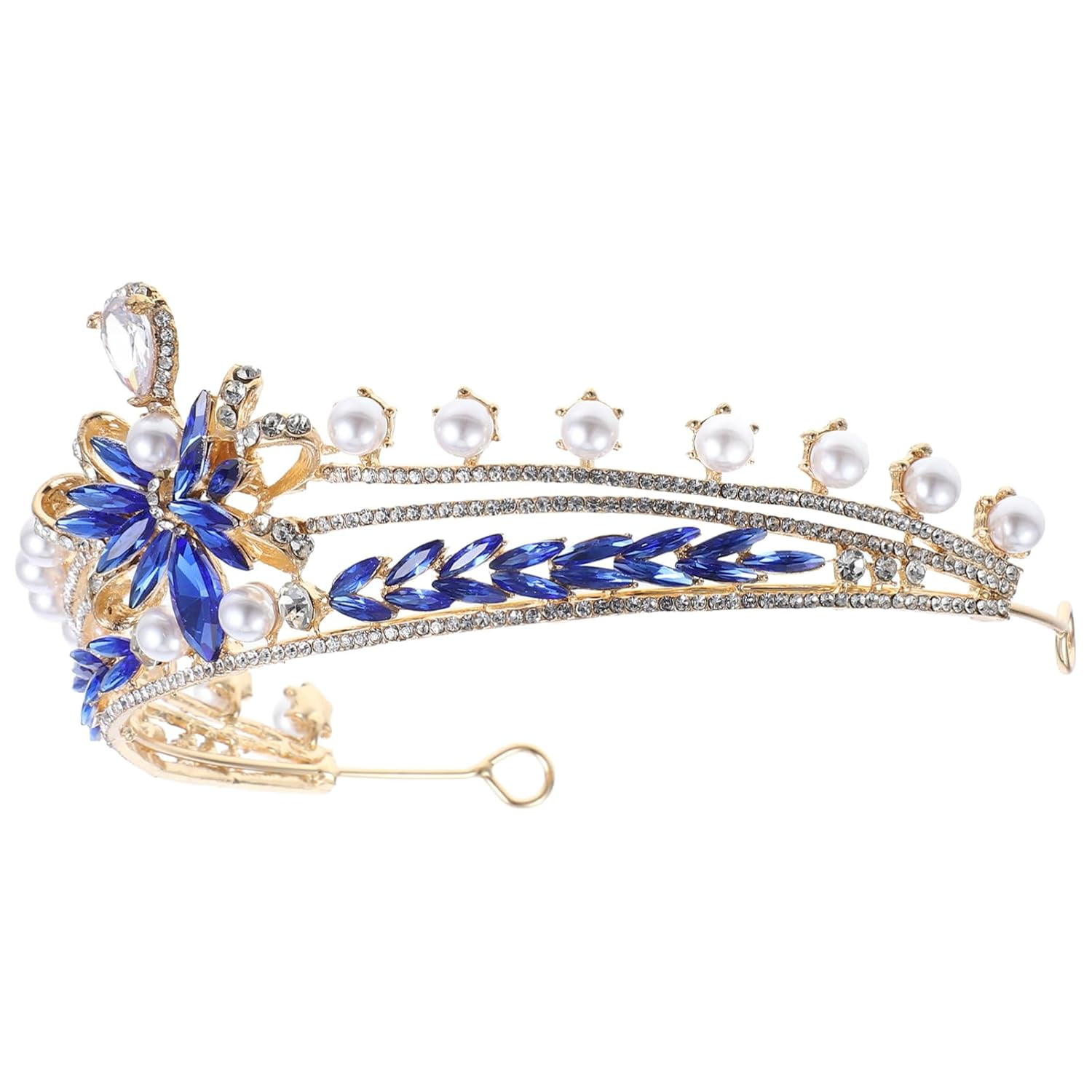 Waqn Wedding Crown Pearl Bride Tiaras Crystal Crown Flower Bridal ...