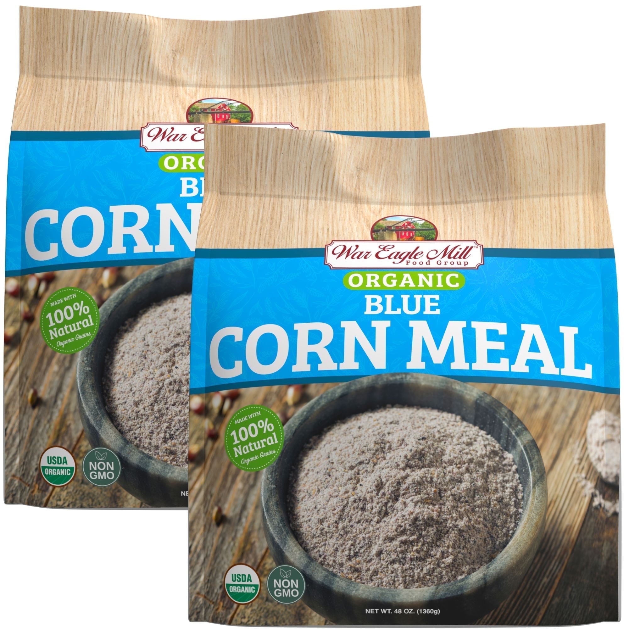 War Eagle Mill Organic Blue Cornmeal, Unbleached, 48 Ounce, 2-Pack ...