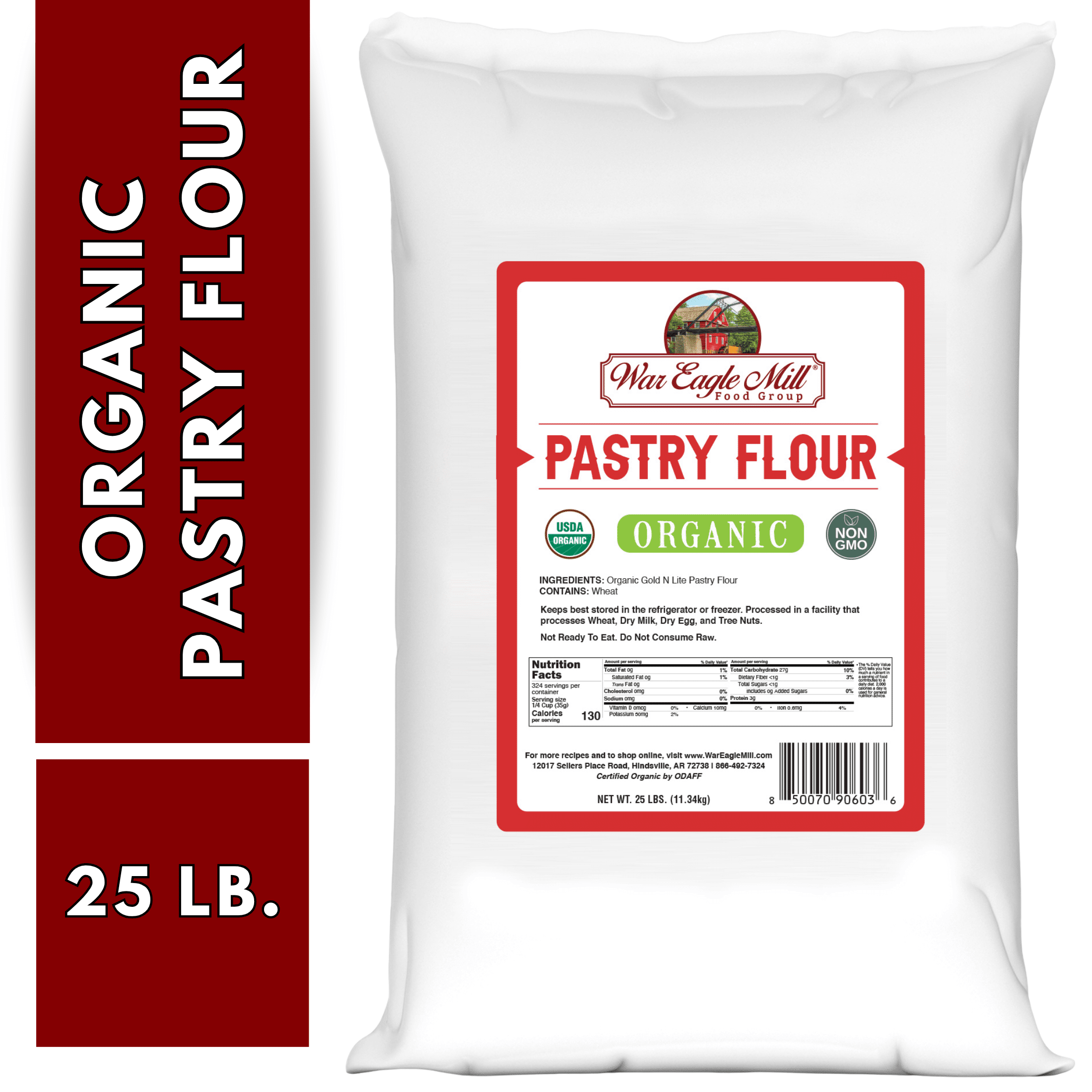 War Eagle Mill Organic Unbleached Pastry Flour, 25 lb Bag, Non-GMO Bulk ...