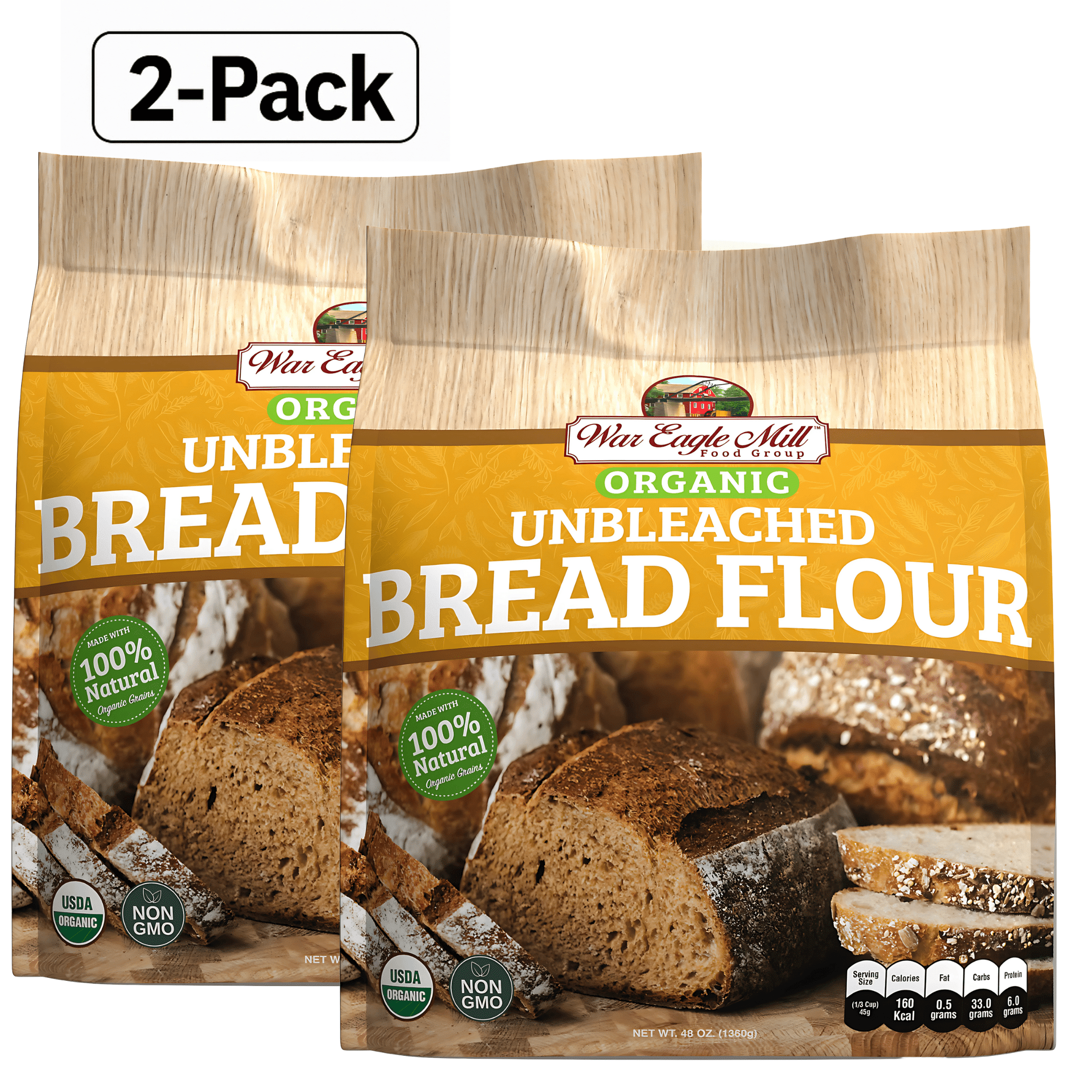 War Eagle Mill USDA Organic, Non-GMO Unbleached Bread Flour, 48 oz Bag ...