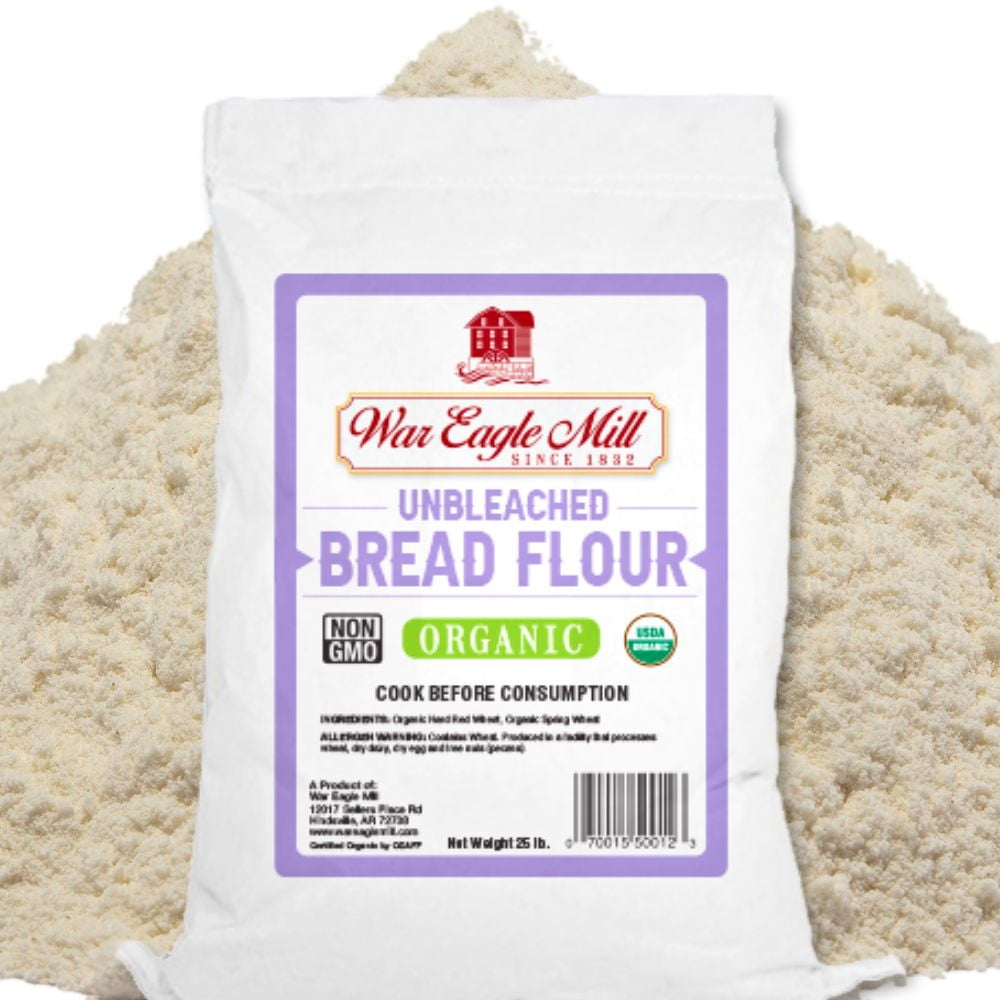 War Eagle Mill Unbleached Bread Flour, Organic, Non-GMO, 25 Pound Bag ...
