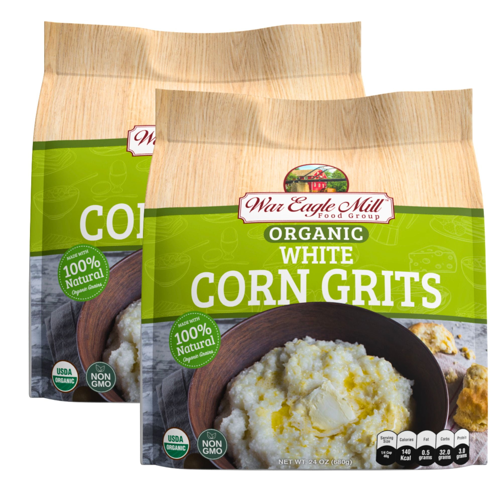 War Eagle Mill White Corn Grits, USDA Organic, Non-GMO, 24 oz. Bag (Pack of 2) - Walmart.com