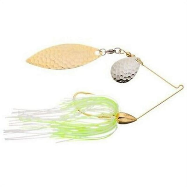 War Eagle WE12GTR02 Gold Frame Tandem Willow Spinnerbait White & Chartreuse Fishing Lure ...
