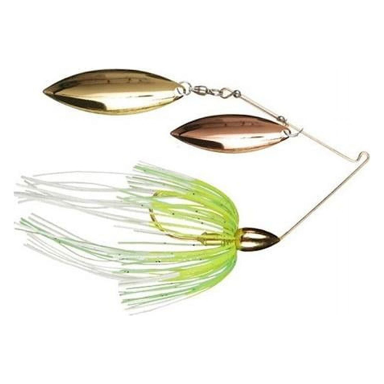 War Eagle WE12GW40 Gold Frame Double Willow Spinnerbait White Lime Chartreuse Fishing Lure ...