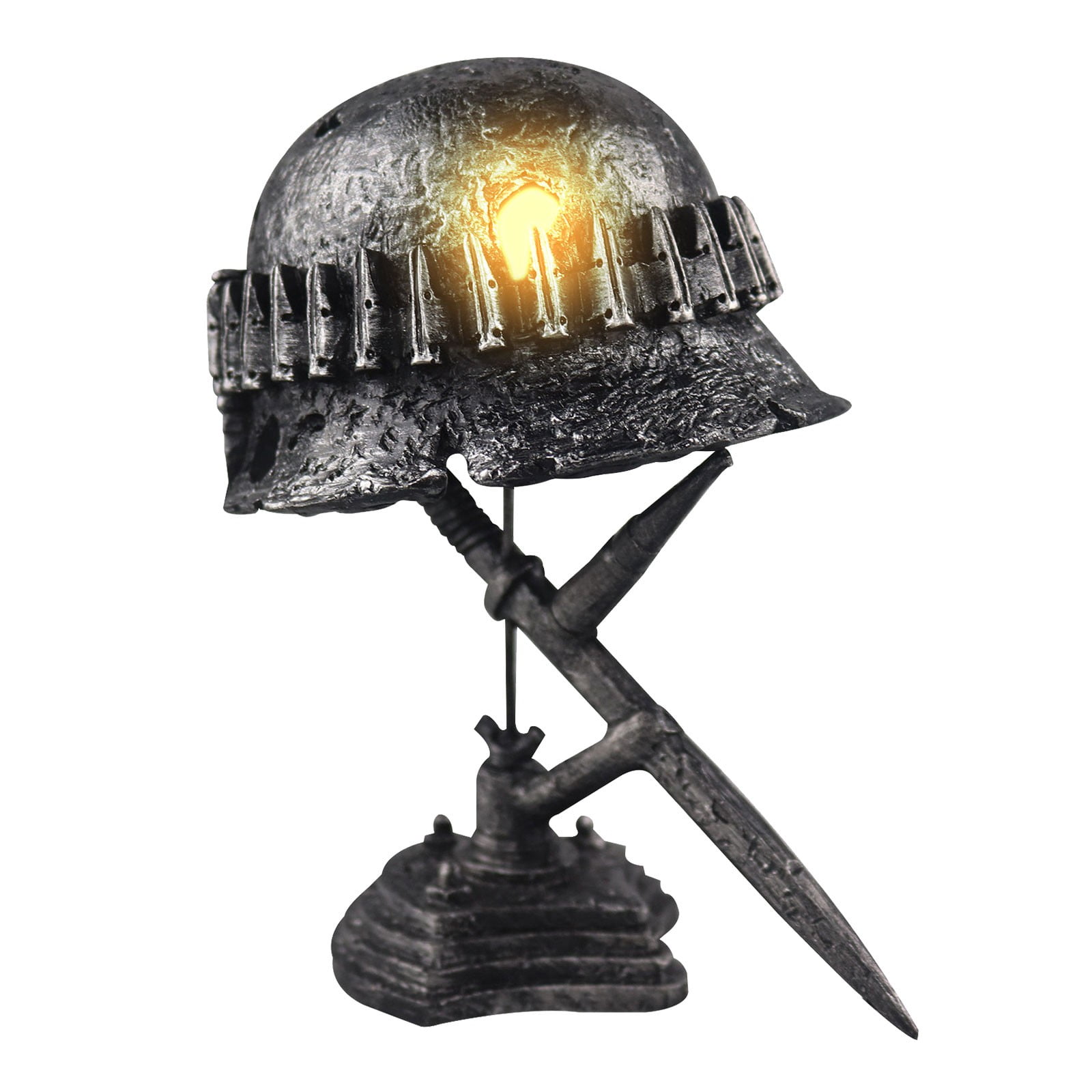 War Lamp Table Lamp Statue Made From WWII Soldier Helmet And Bayonet ...