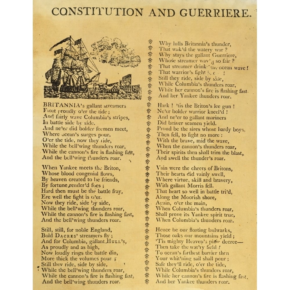War Of 1812 Broadside. Na Broadside Printed In Boston 1812 Celebrating ...