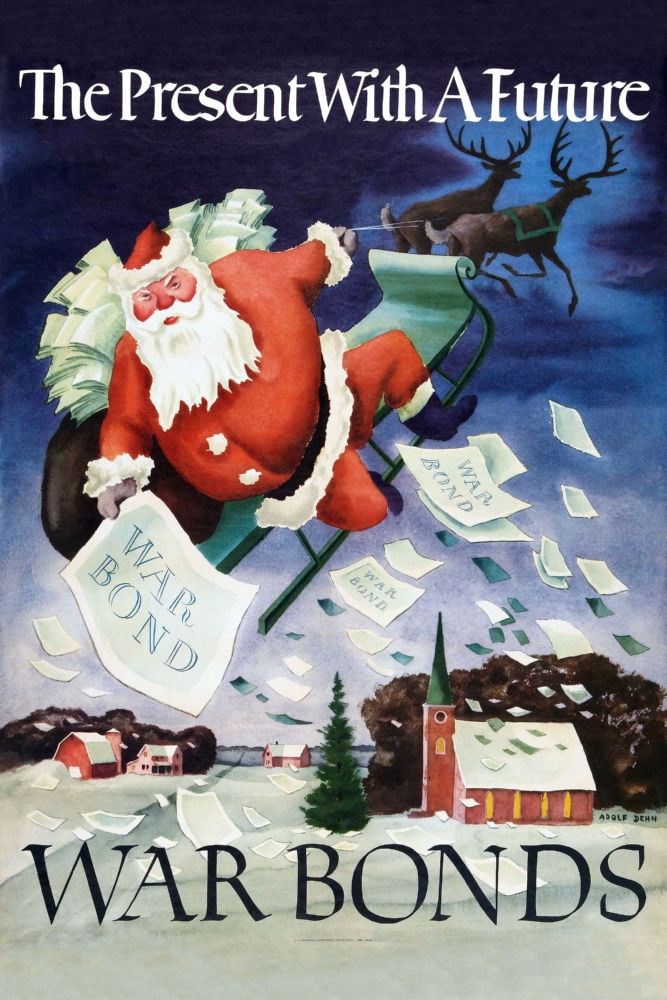 War Propaganda Santa Claus War Bonds Poster 24In x 36In Art Poster ...