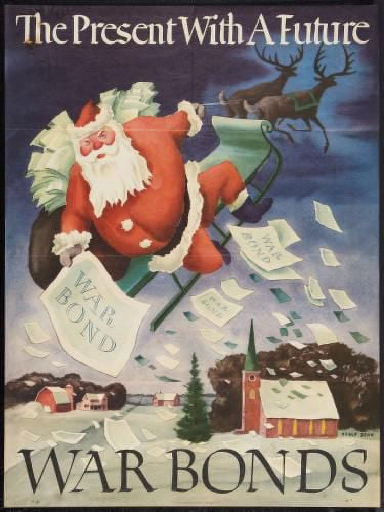 War Propaganda Santa Claus War Bonds Poster Metal Print 12x16 12x16 ...
