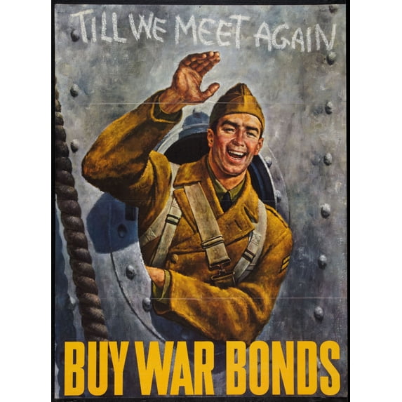War Propaganda Soldier Waving War Bonds Poster 24in x 36in Art Poster ...