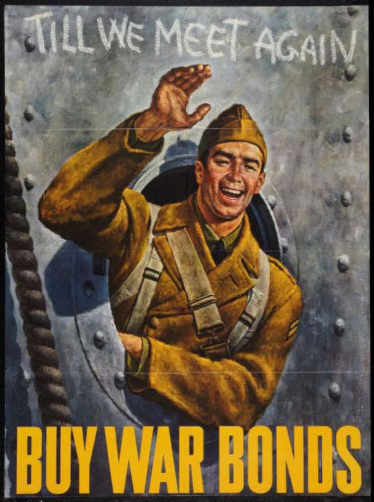 War Propaganda Soldier Waving War Bonds Poster Metal Sign 8Inx 12In ...
