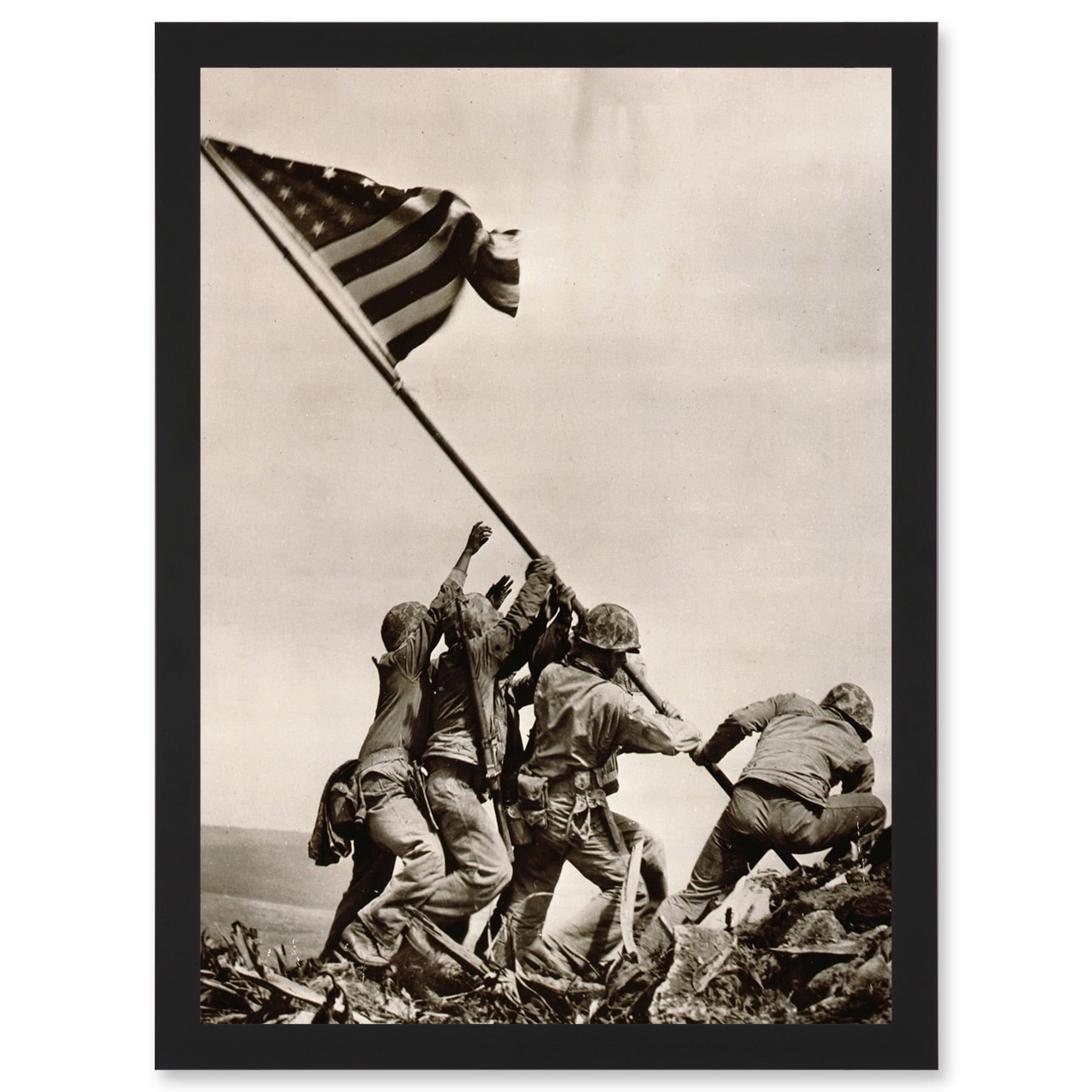 War WWII Iwo Jima Stars Stripes Flag Victory Picture A4 Artwork Framed ...