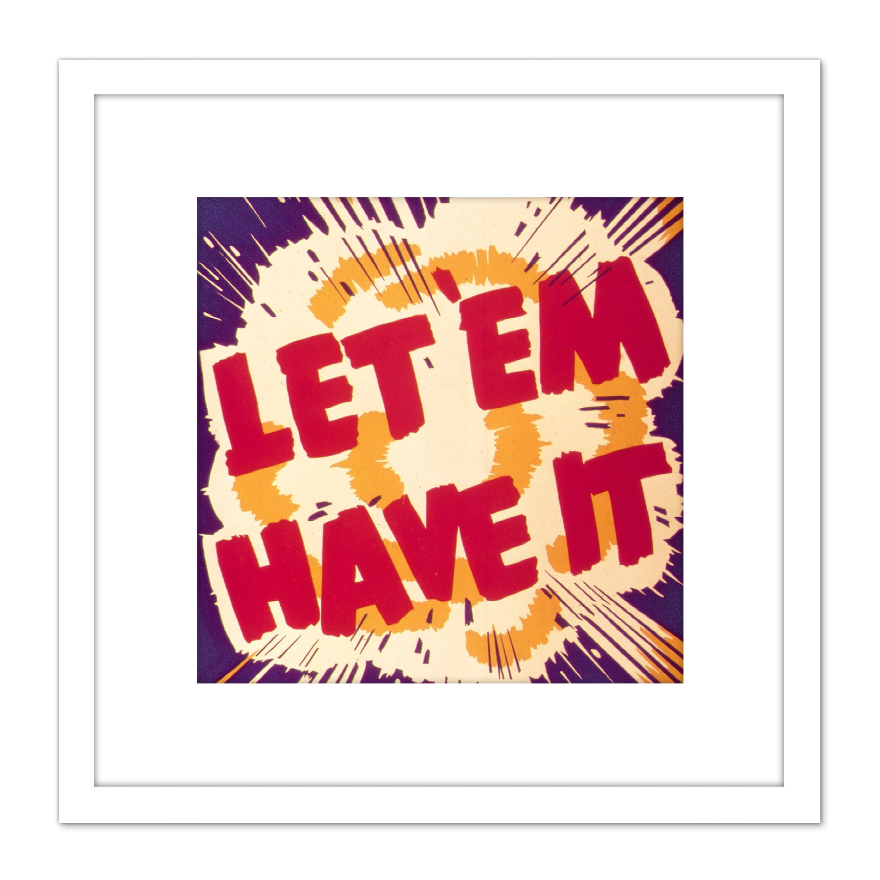 War WWII USA Let Em Have It Explosion Advert 8X8 Inch Square Wooden ...