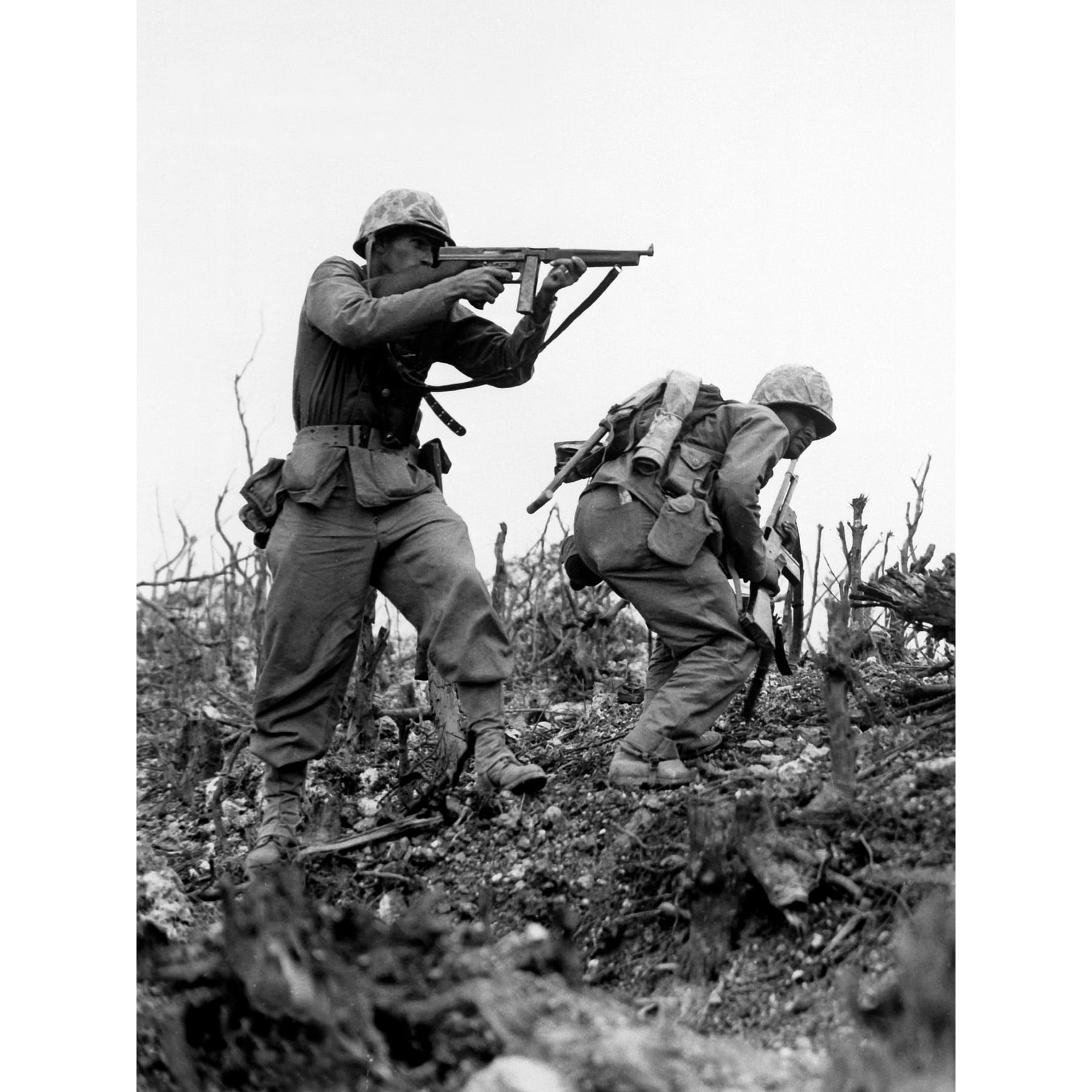 War WWII USA Marine Sgt Bartlett Shooting At Sniper Photo Extra Large ...