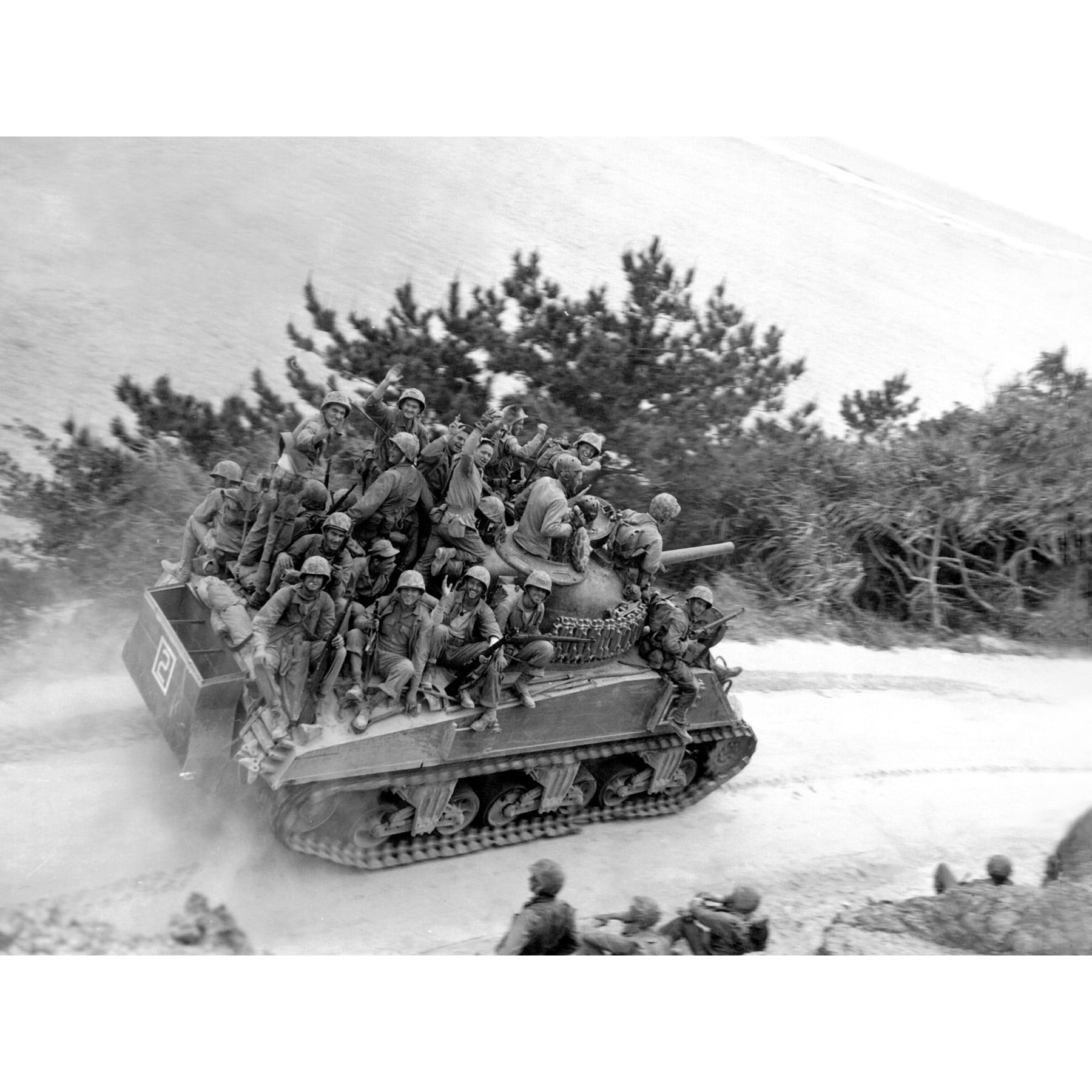 War WWII USA Marines Tank Okinawa 1945 Photo Extra Large XL Wall Art ...