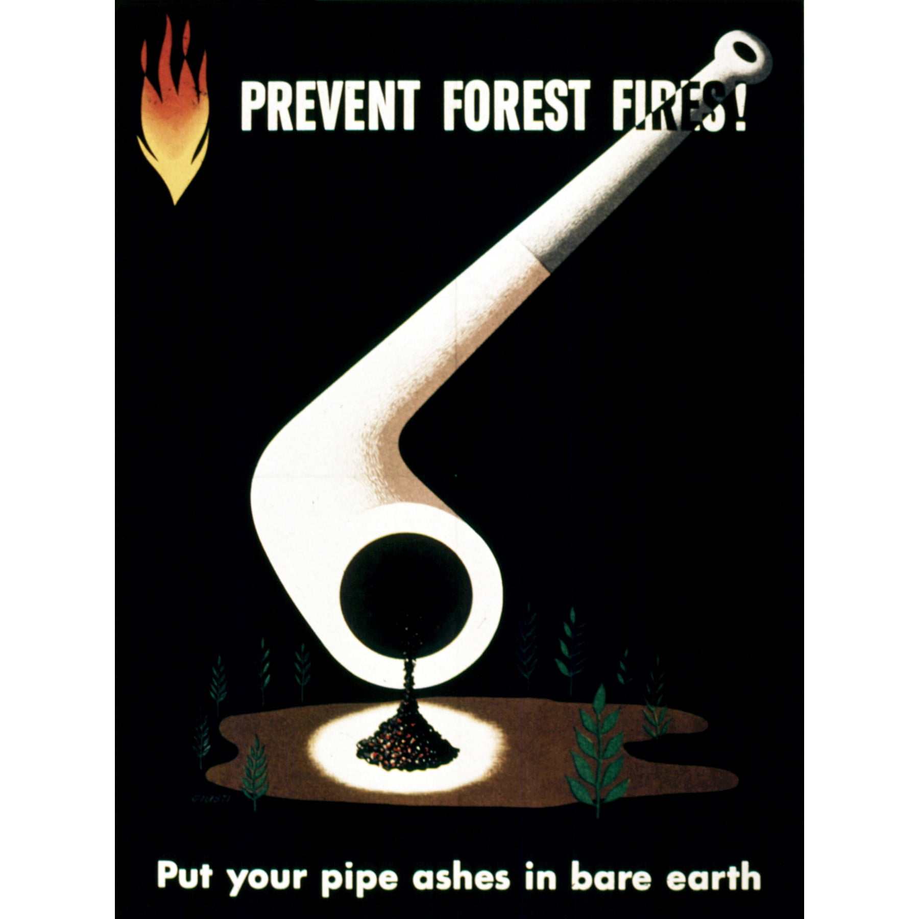 War WWII USA Prevent Forest Fires Pipe Ash Advert Extra Large XL Wall ...