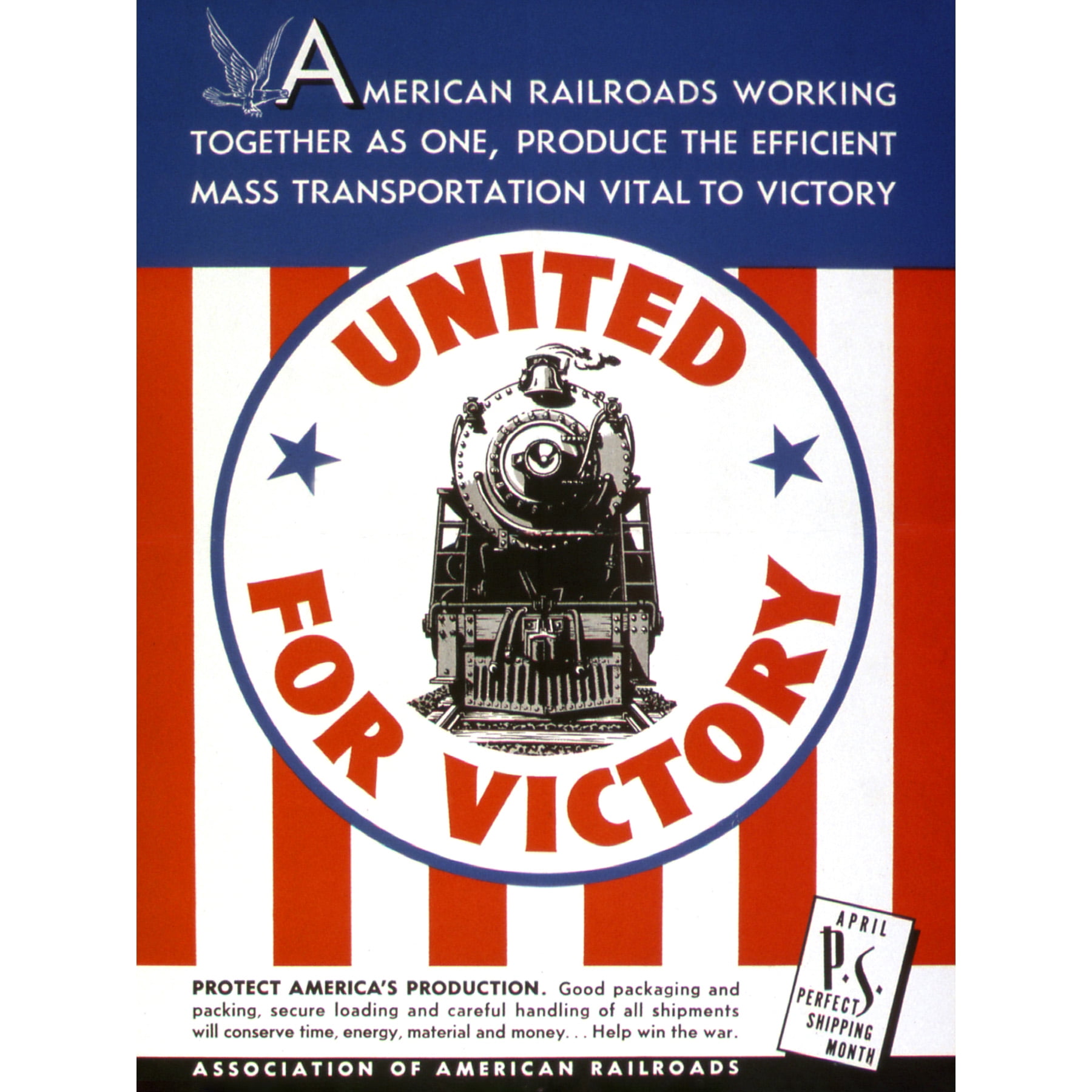 War WWII USA United Victory American Railroads Advert Extra Large XL ...