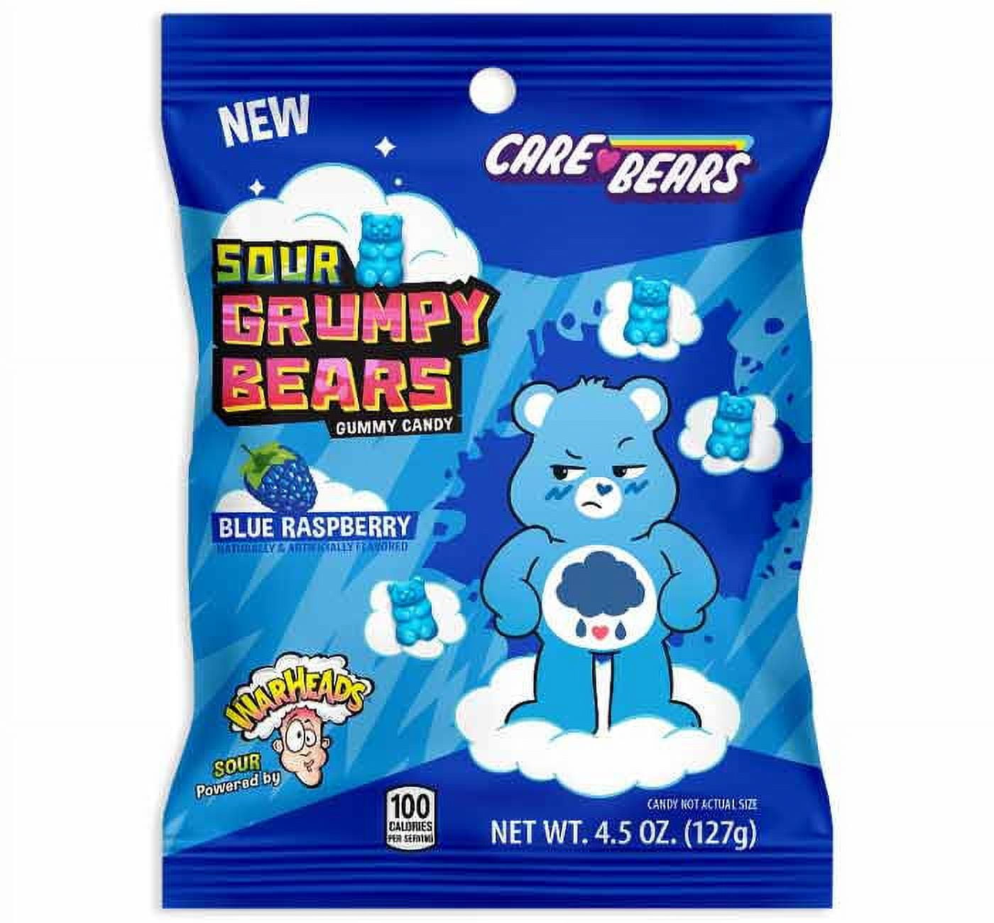 WarHeads Care Bears, Sour Grumpy Bears, Blue Raspberry Gummy Candy, 4.5 ...