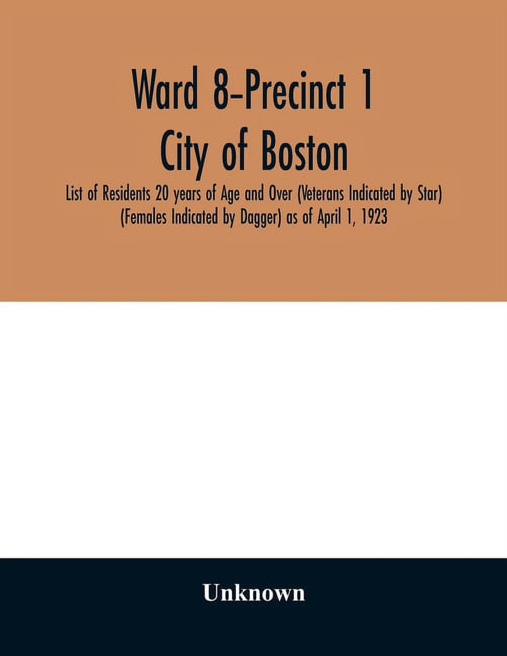 Ward 8-Precinct 1; City of Boston; List of Residents 20 years of Age ...