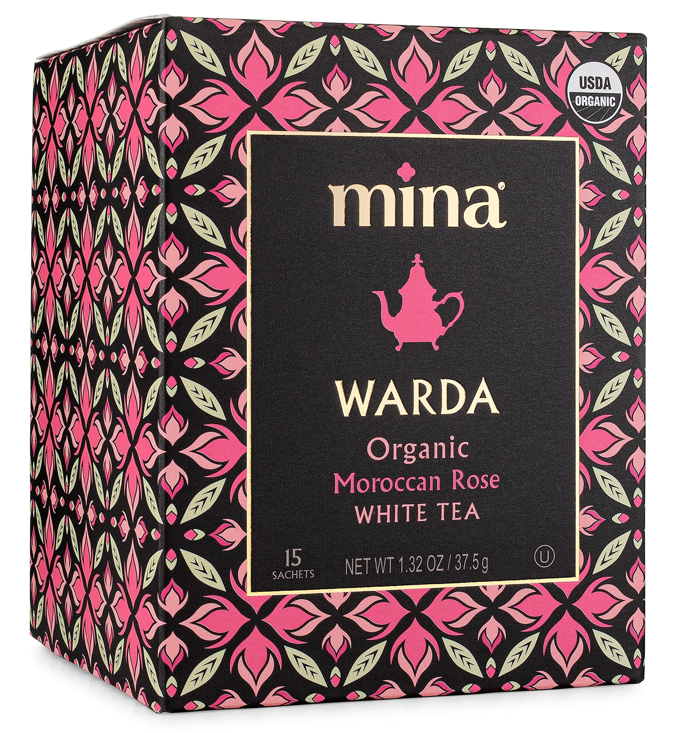 Warda Organic Moroccan Rose White Tea, 15 Biodegradable Sachets - Rose ...