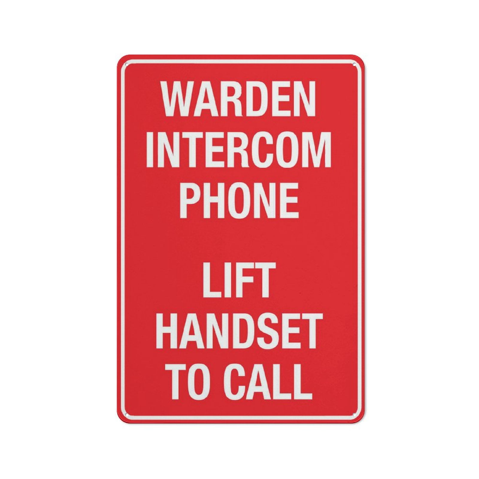 Warden Intercom Phone Lift Handset To Call Sign 8X12 Inch Rust Free ...