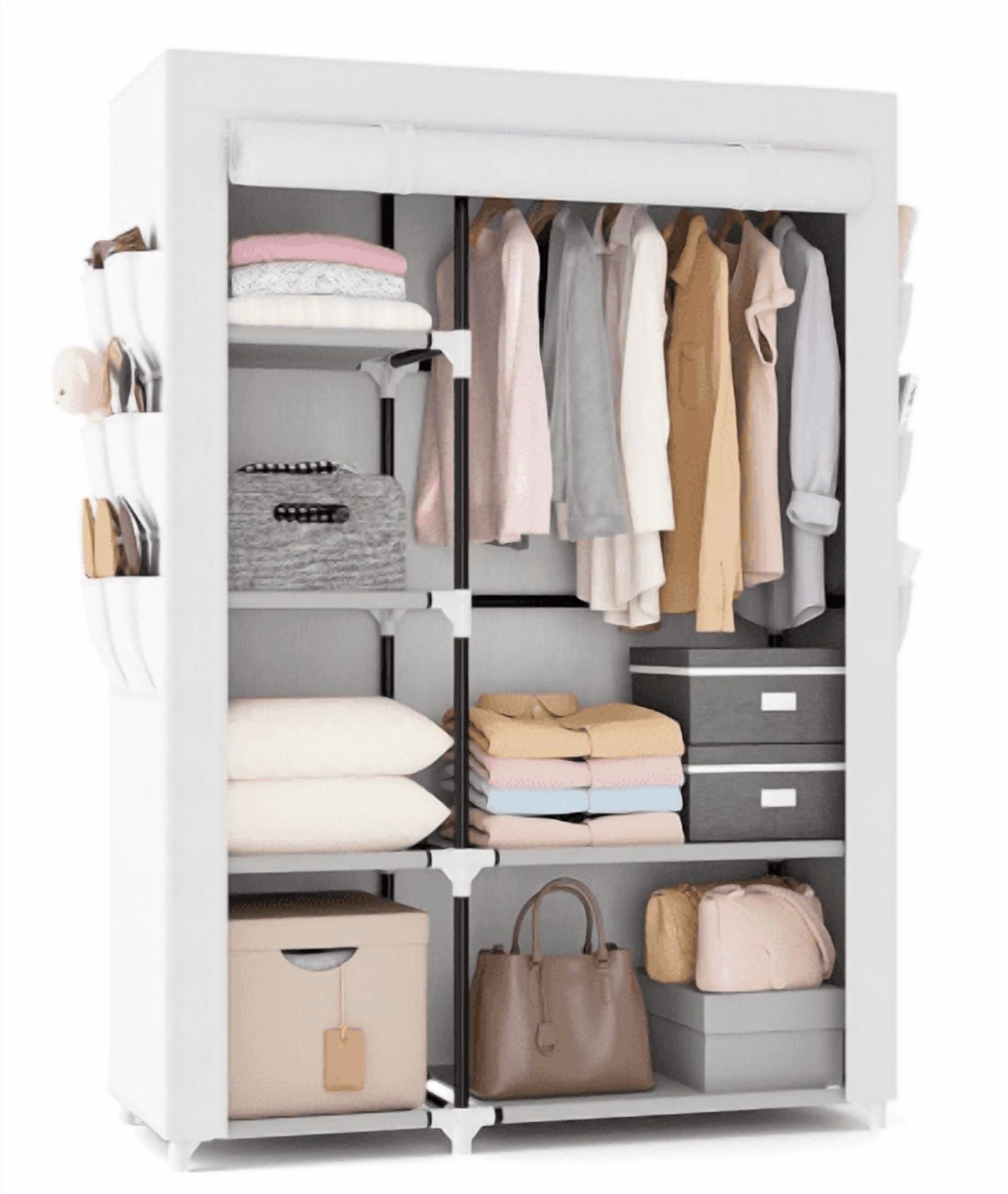 Wardrobe Closet, 41.7 Inch Wide Portable Closets for Hanging Clothes ...