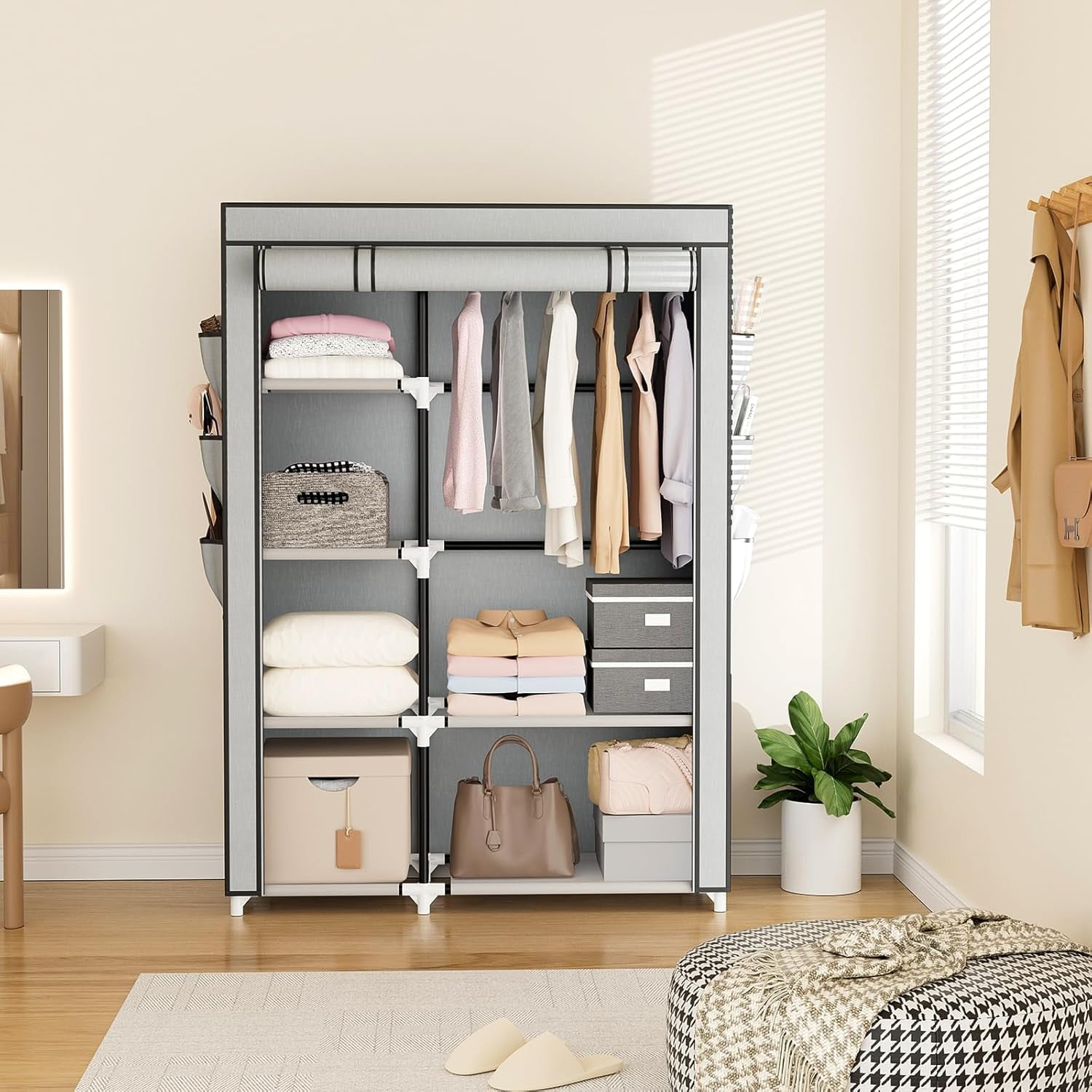 Wardrobe Closet 41.7 Inch Wide Portable Closets for Hanging Clothes ...