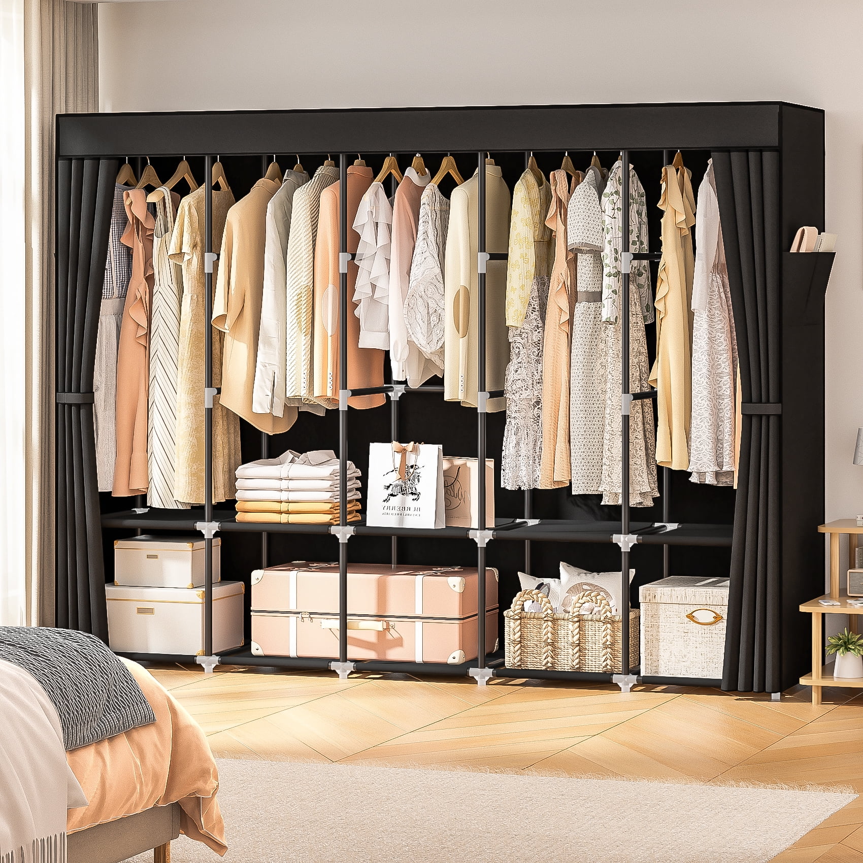 Wardrobe Closet 83 Inch Large Capacity, Portable Armoire for Hanging ...