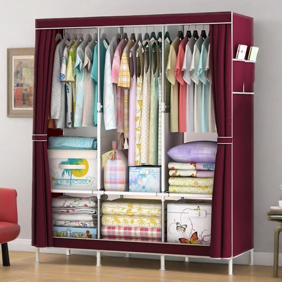 Wardrobe Closet, Portable Closet for Bedroom Steel Pipe Diameter 16mm ...