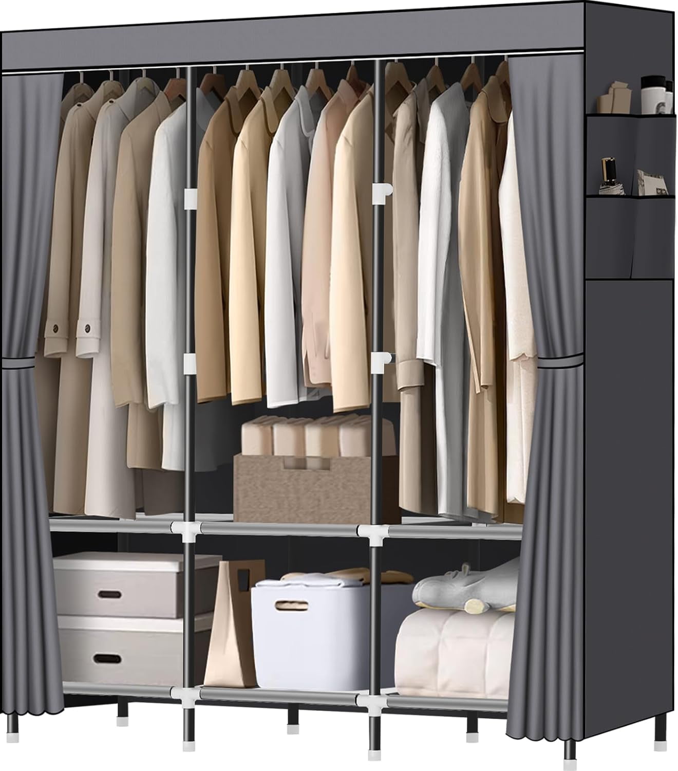 Wardrobe Closet,Portable Closet for Bedroom Steel Pipe Strong and ...